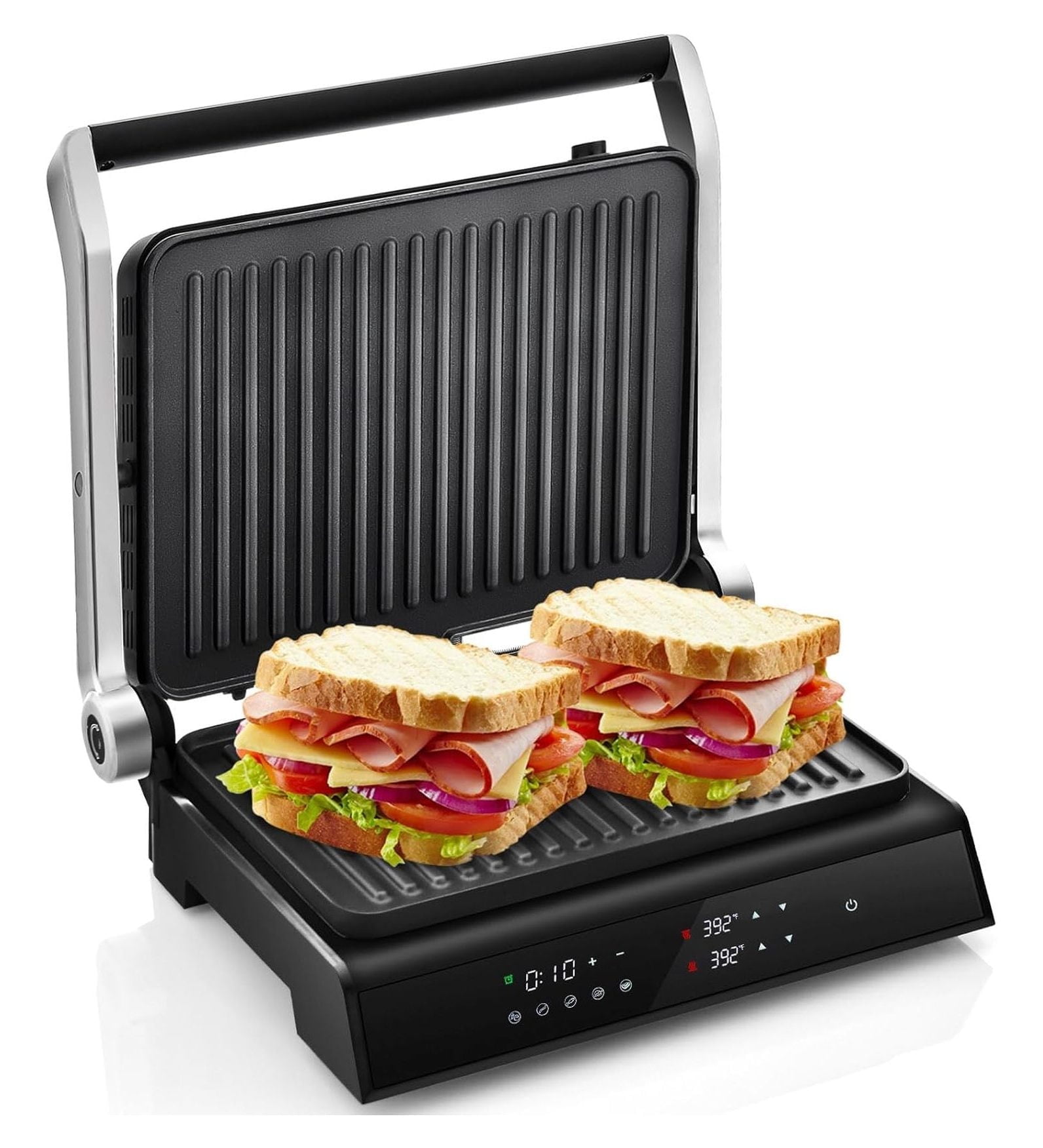 Electric Panini Press Grill 1200W Gourmet Sandwich Maker with Non-Stick ...