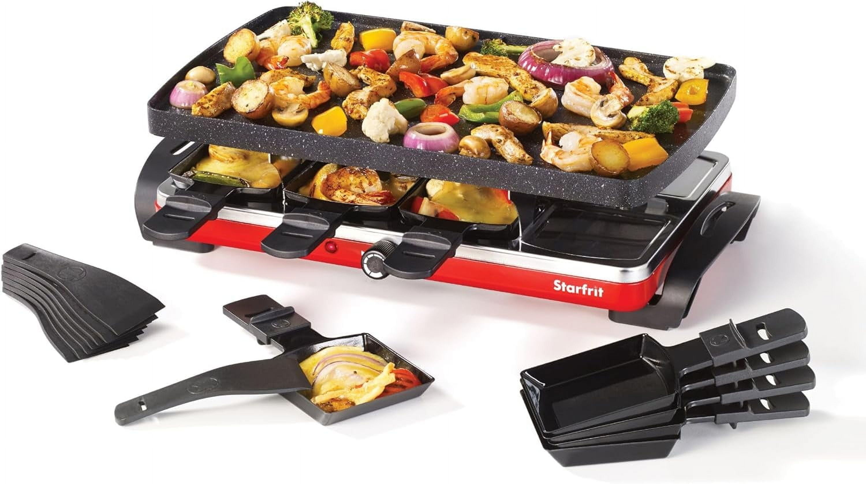 Electric Party Grill for 8 People - 8 Spatulas Included - Reversible ...