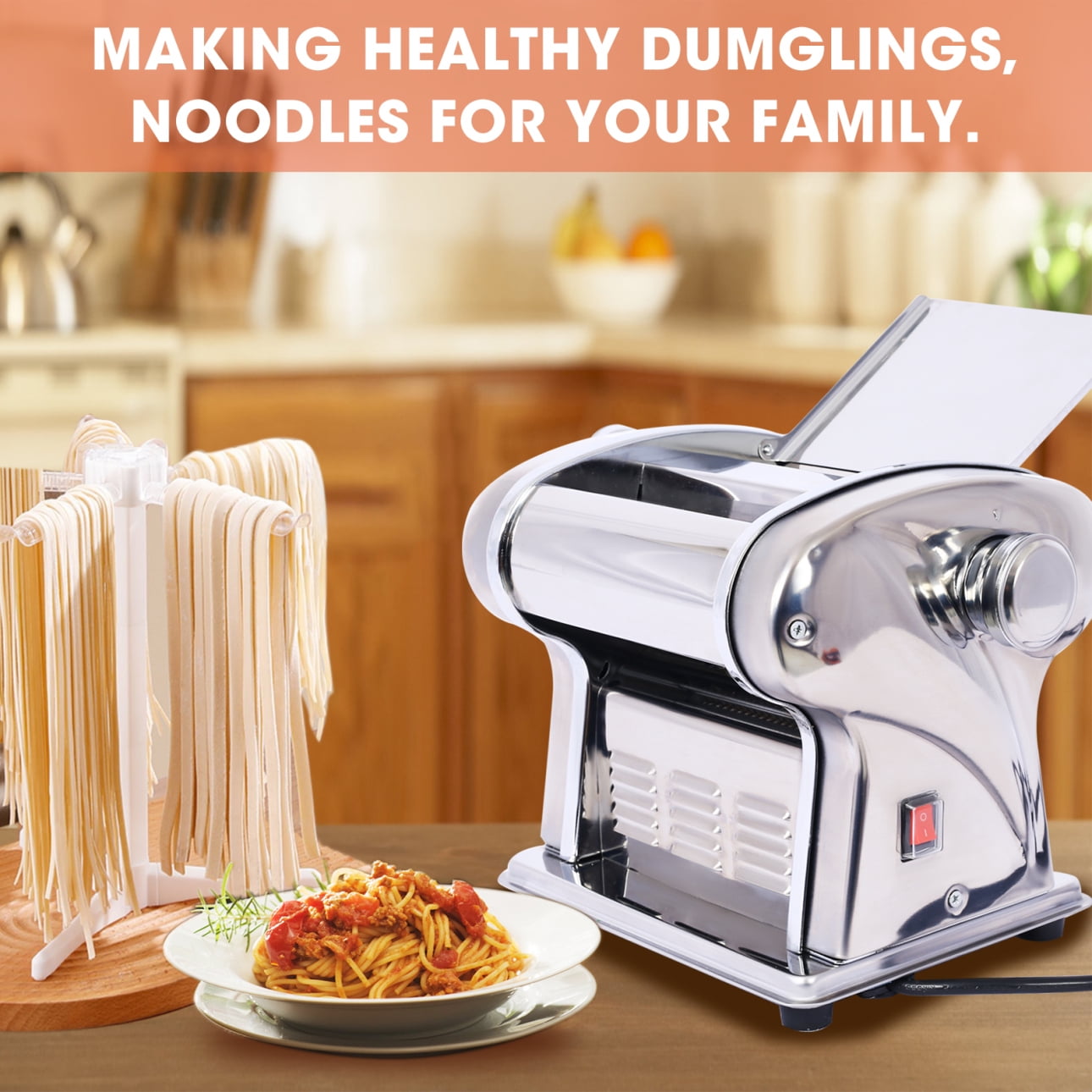 Electric Pasta Maker with 8 Gears Adjustable Thickness, 135W Commercial ...