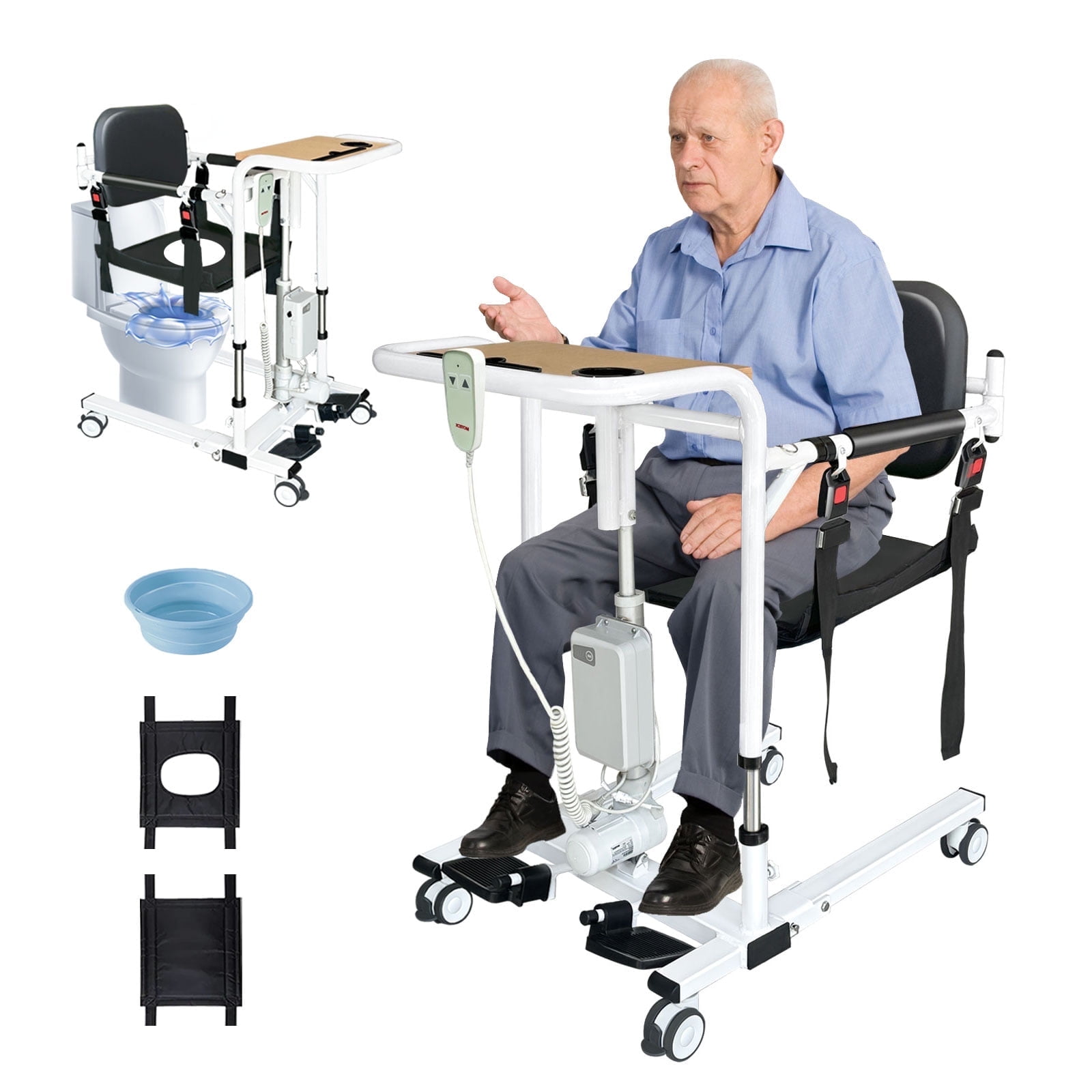 Electric Patient Lift Transfer Chair, Height Adjustable Transfer Lift ...