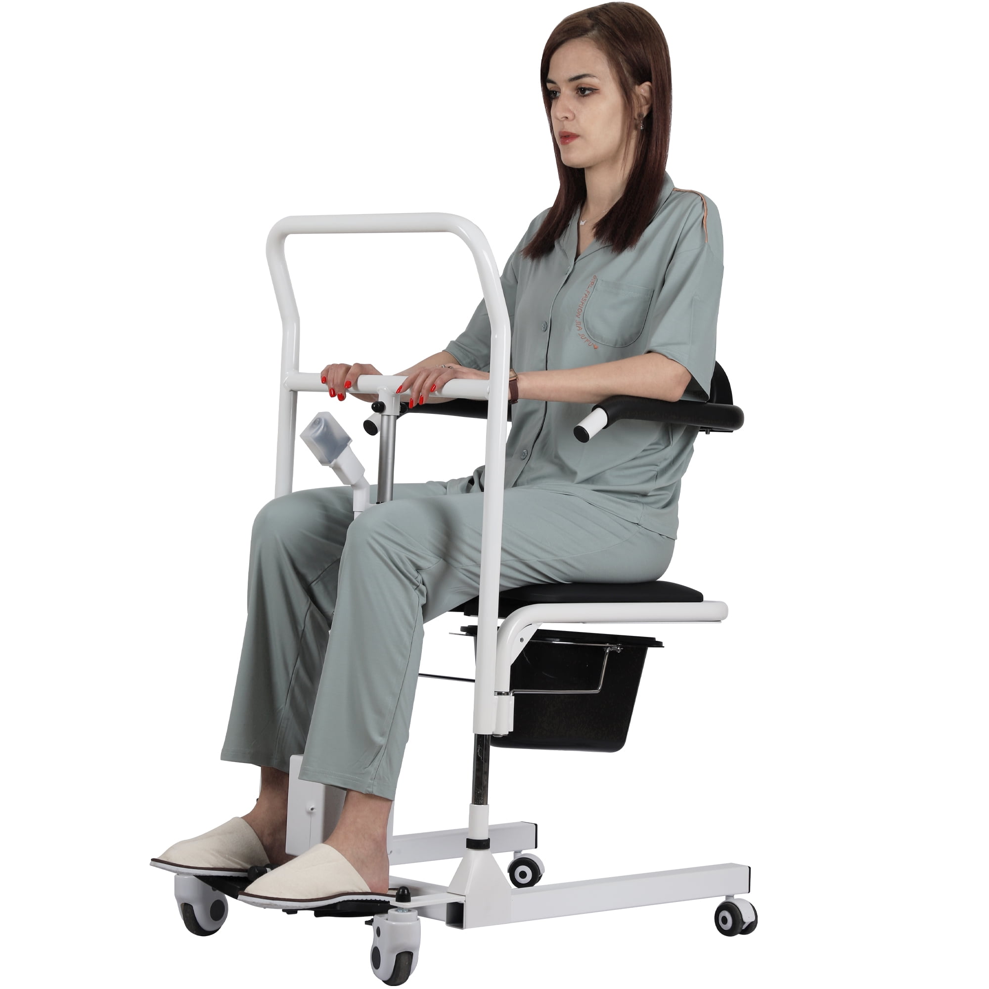 Electric Patient Lift Transfer Chair for Home with 180° Split Seat and ...