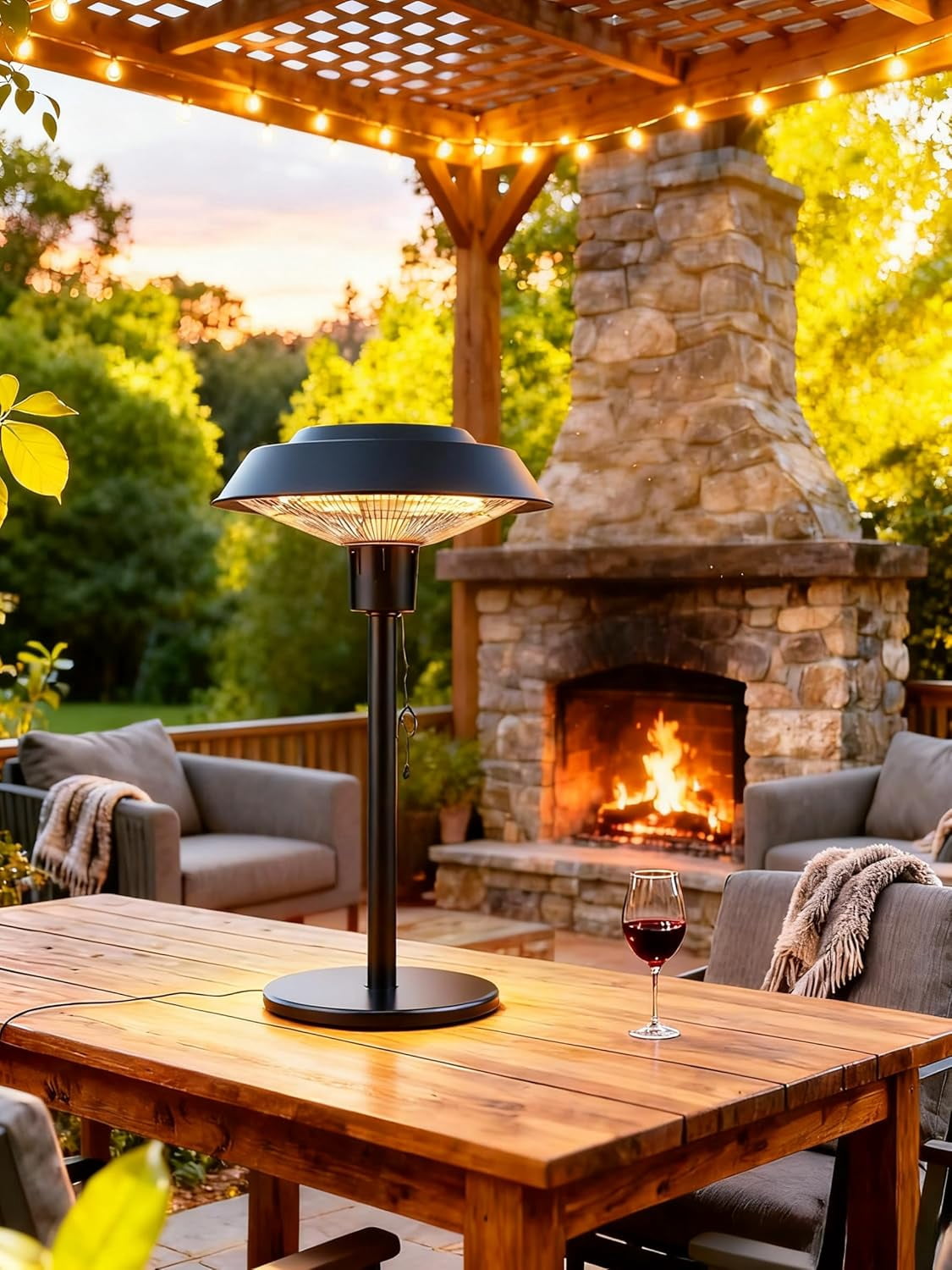 Electric Patio Outdoor Heater, 600W/900W/1500W Infrared Tabletop ...