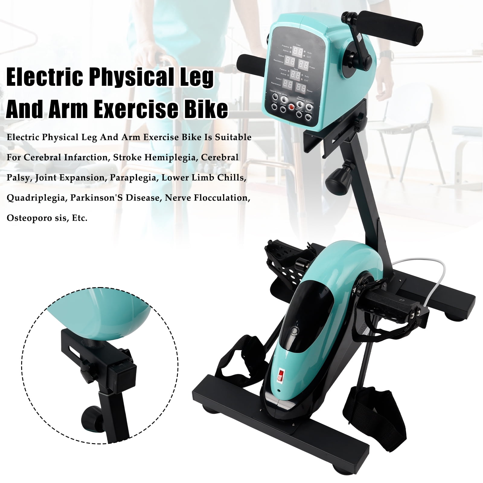 Electric Pedal Exerciser for Seniors, Upper & Lower Limb Rehabilitation Trainer, Active ...