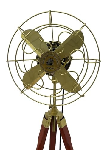 Electric Pedestal Working Vintage Fan With Wooden Adjustable Tripod ...