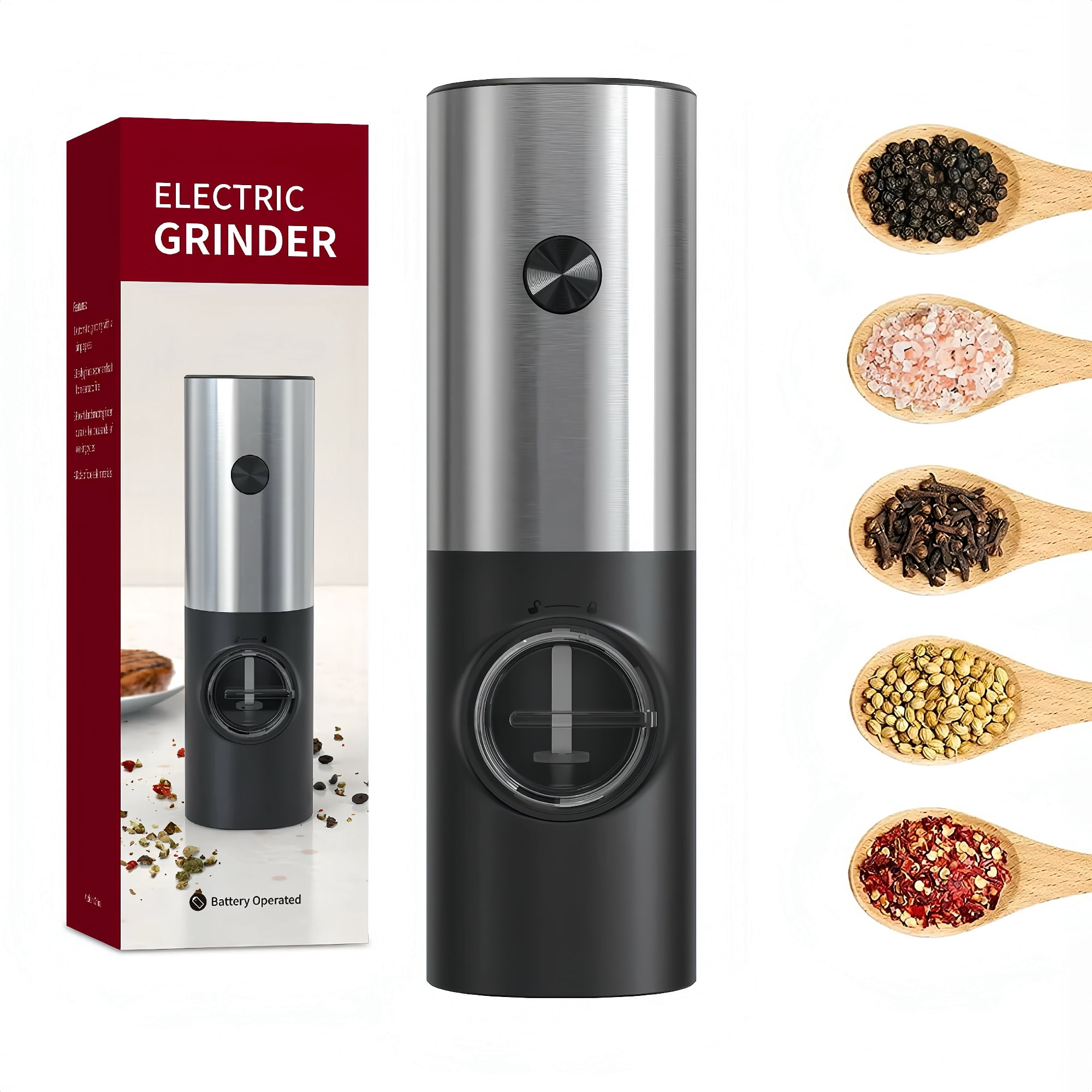 Electric Pepper Grinder,Battery Operated Salt Grinder with LED Light ...