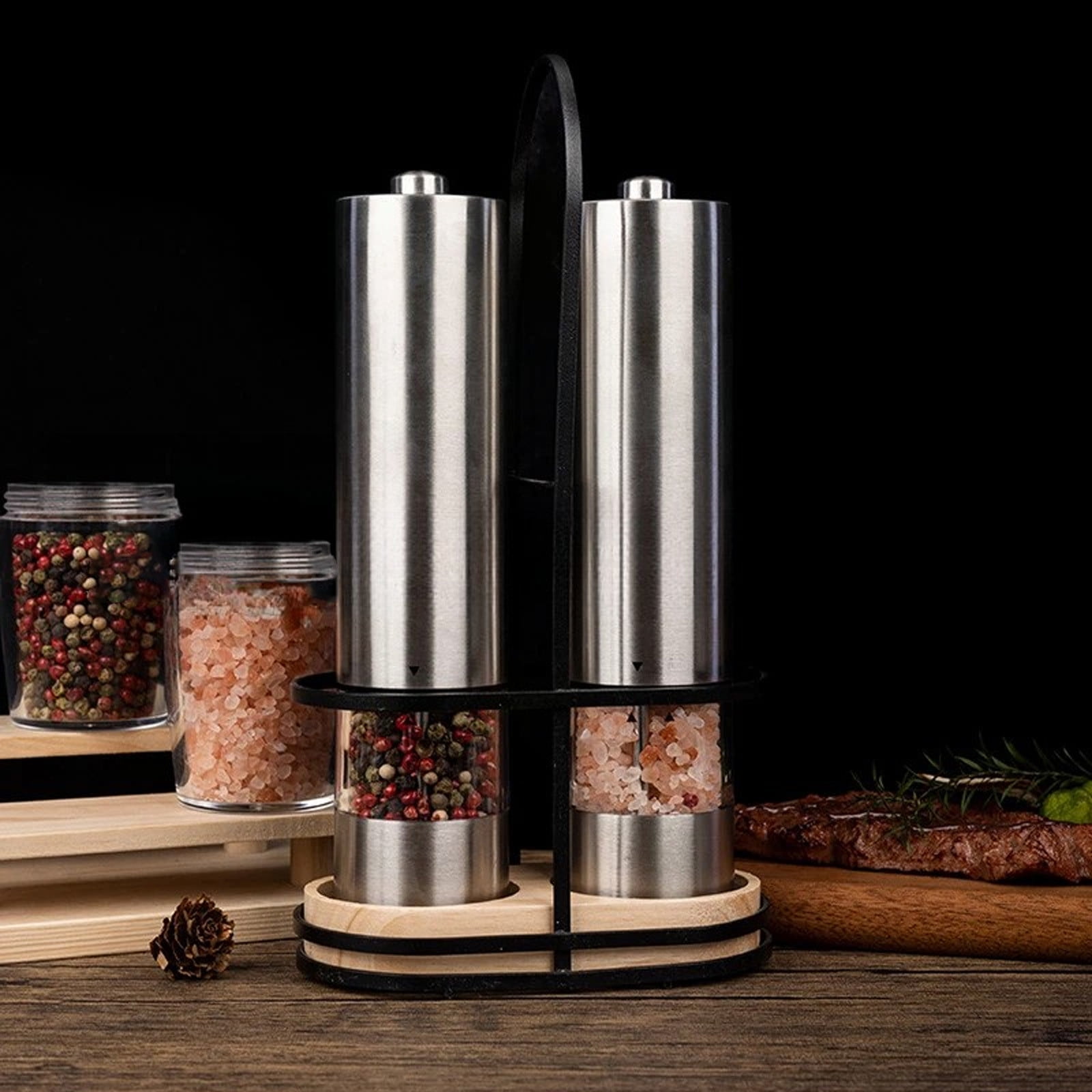 Electric Pepper Grinder, Electric Grinder Set, Adjustable Coarseness ...