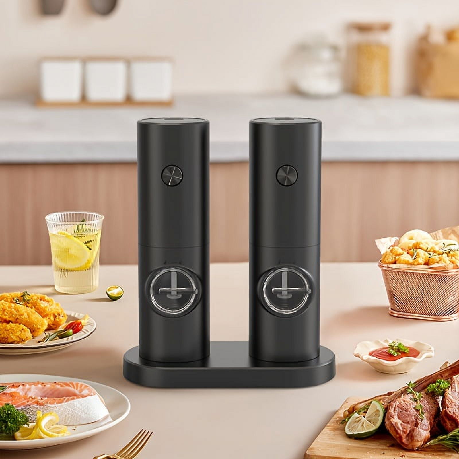 Electric Pepper Grinder and Salt Grinder 2 Pack Automatic Gravity Spice ...