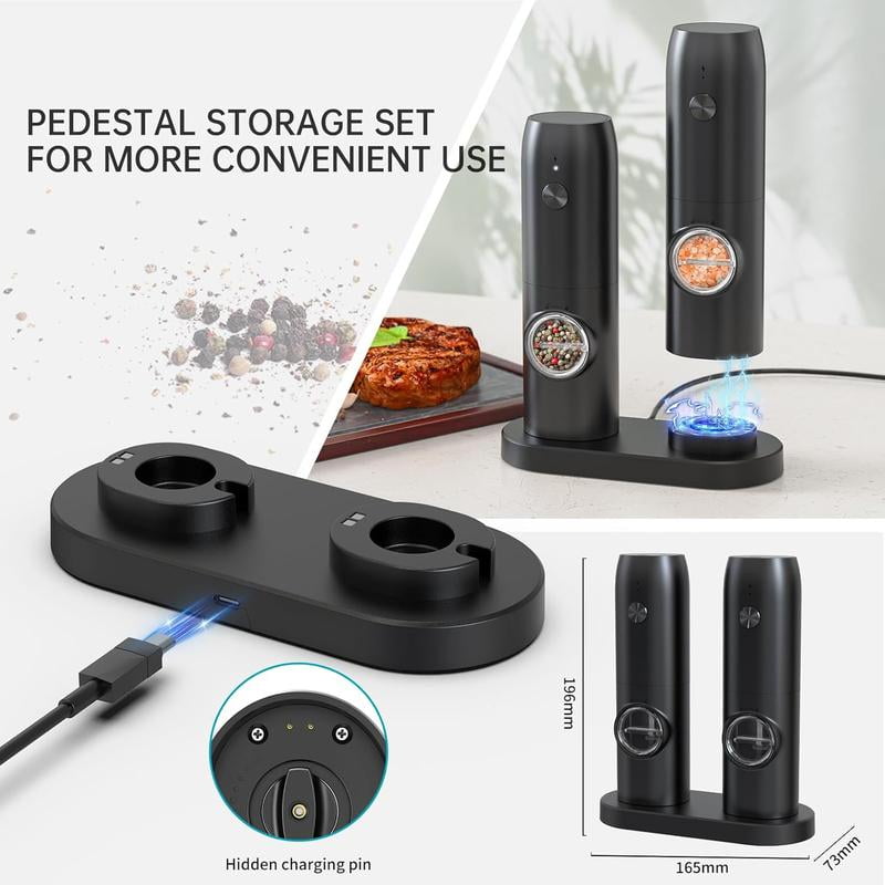 Electric Pepper and Salt Grinder Set, Portable Handheld Spices Grinder ...