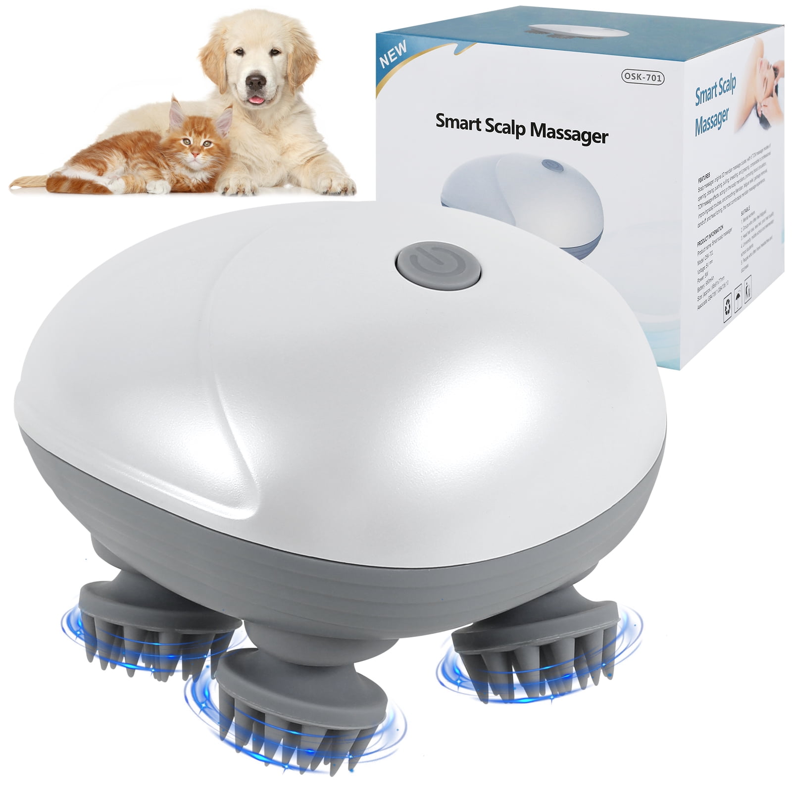 Electric Pet Massager Portable Handheld Pet Scalp Massager with 4 ...