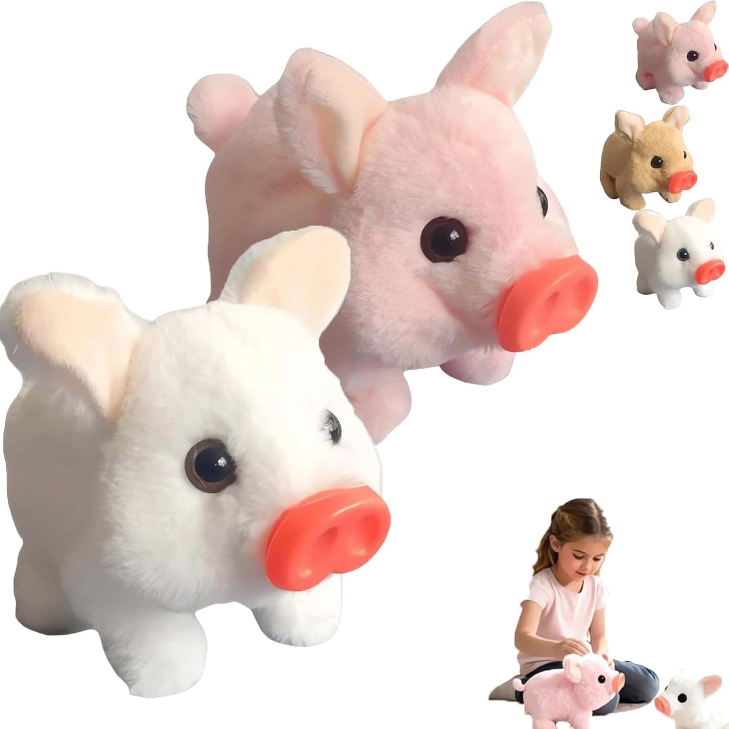 Electric Pig Plush Realistic Toy, Interactive Walking Pig with Wagging ...