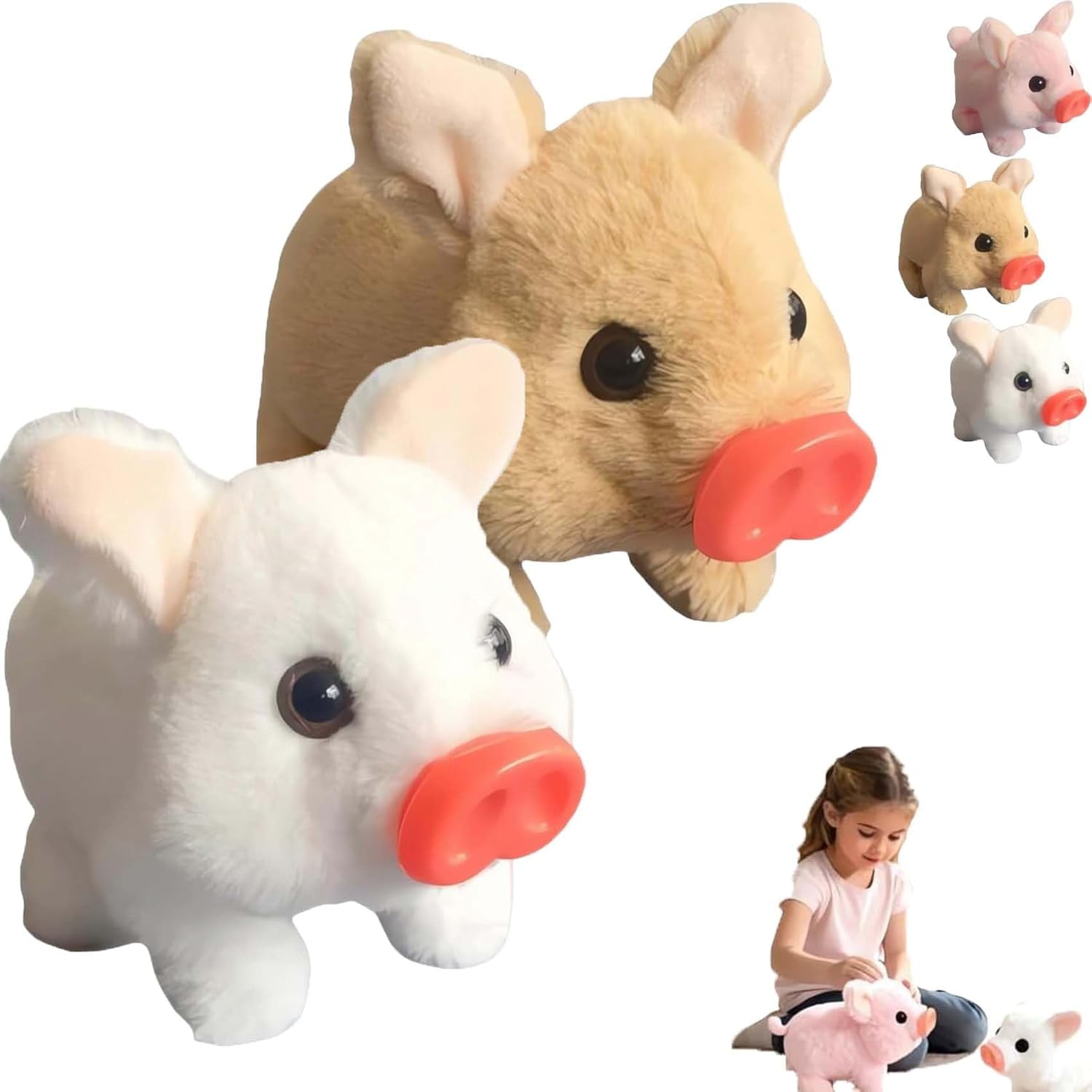 Electric Pig Plush Realistic Toy, Interactive Walking Pig with Wagging ...
