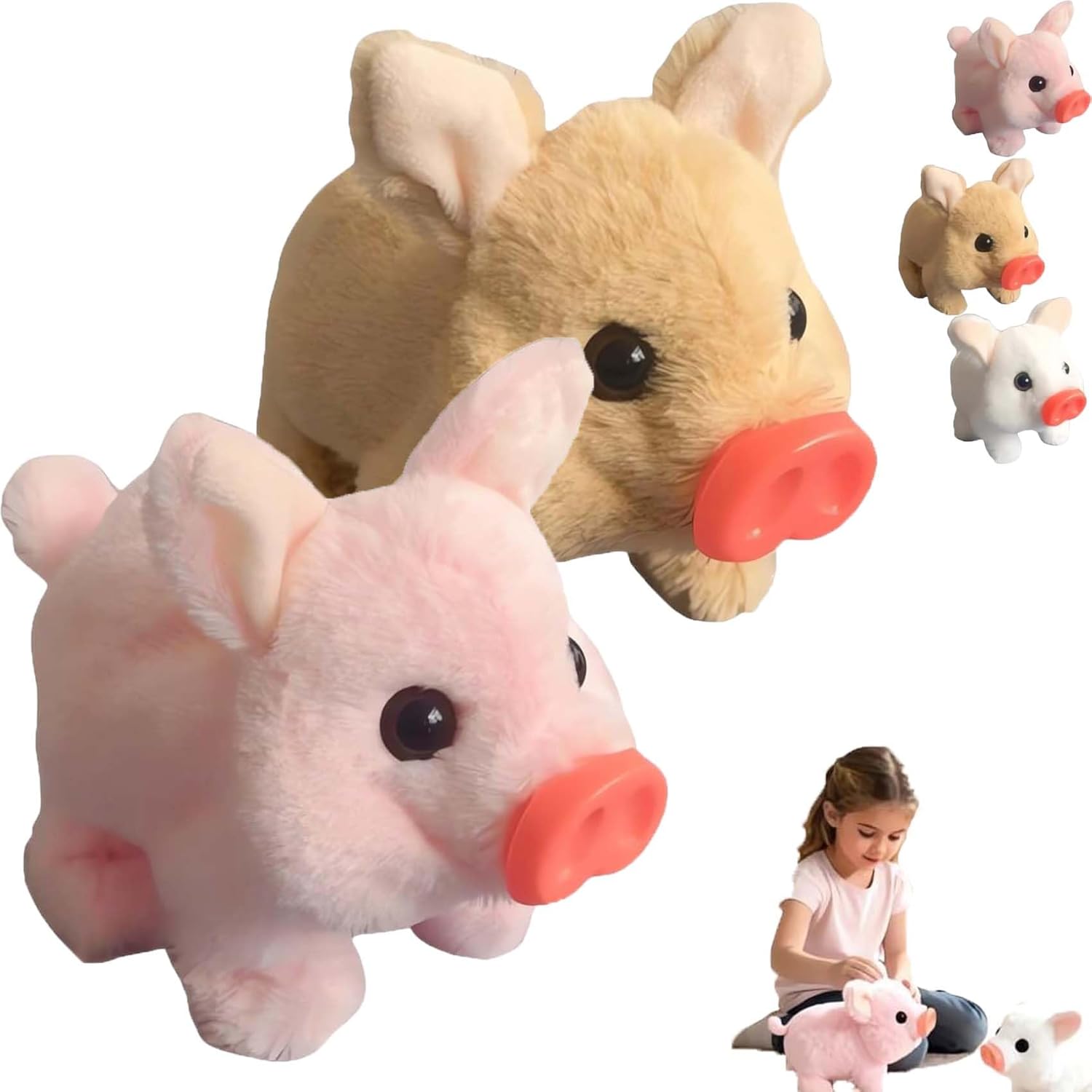 Electric Pig Plush Realistic Toy, Interactive Walking Pig with Wagging ...