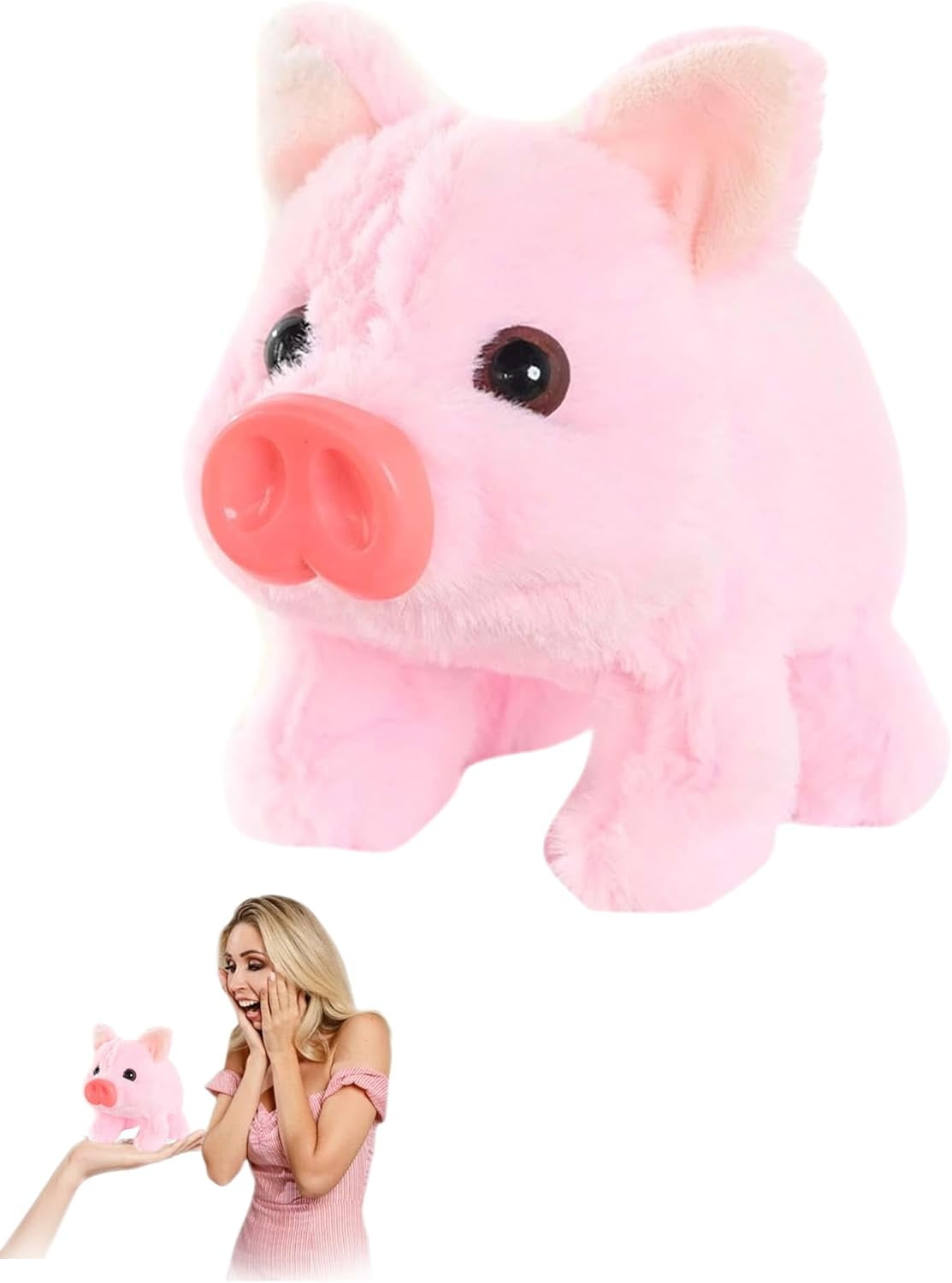 Electric Pig Plush Realistic Toy, Walking Piggy Pet Plush, Lifelike ...
