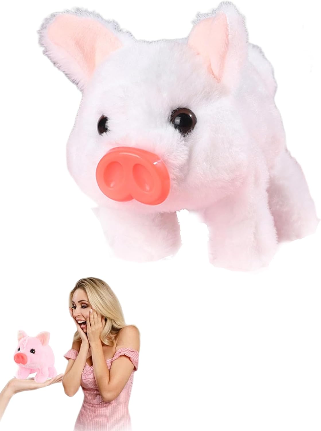 Electric Pig Plush Realistic Toy, Walking Piggy Pet Plush, Lifelike ...