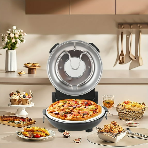 Electric Pizza Oven with Ceramic Stone, Viewing Window, Adjustable Heat ...