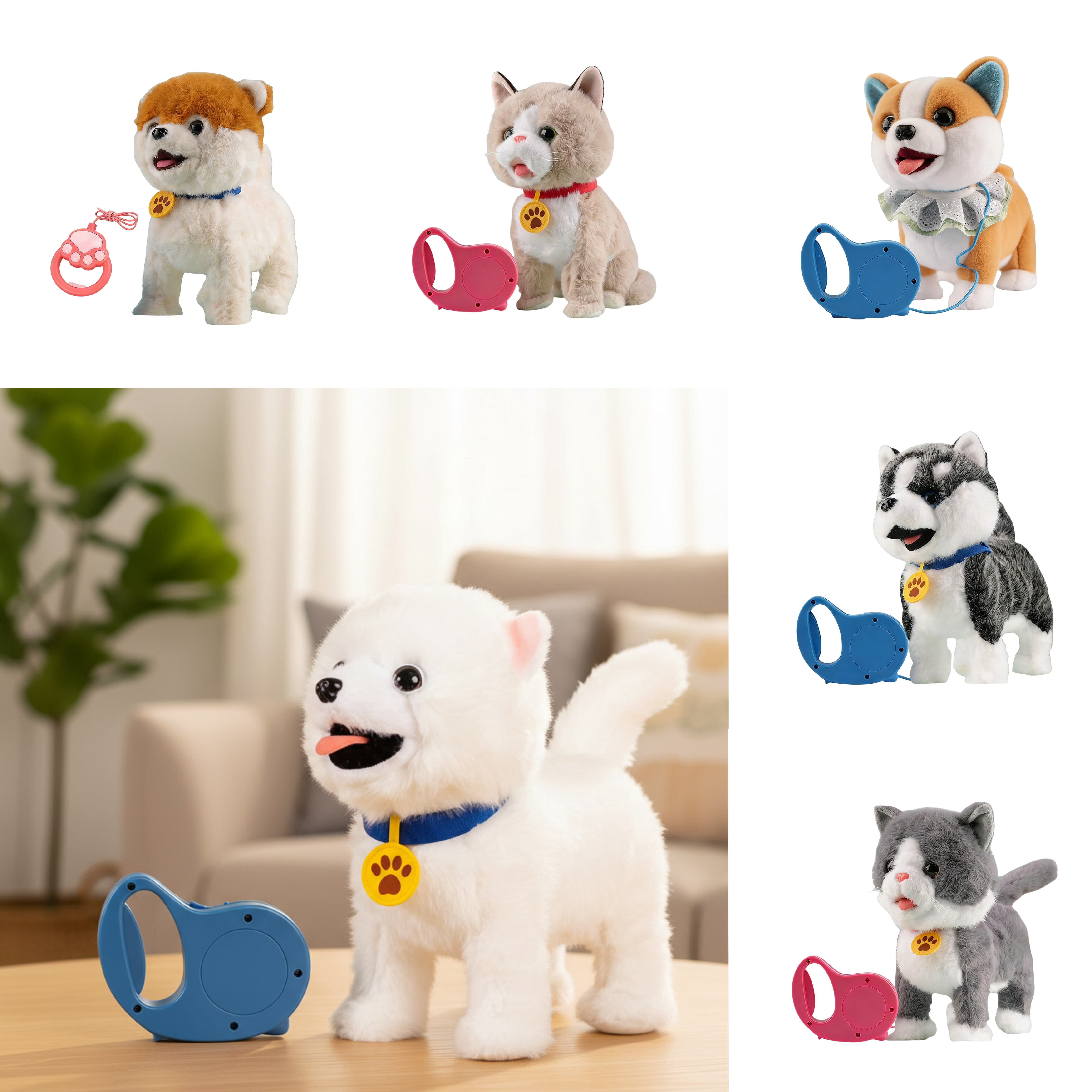 Electric Plush Bichon Frise Toy Walking and Barking Dog with ...