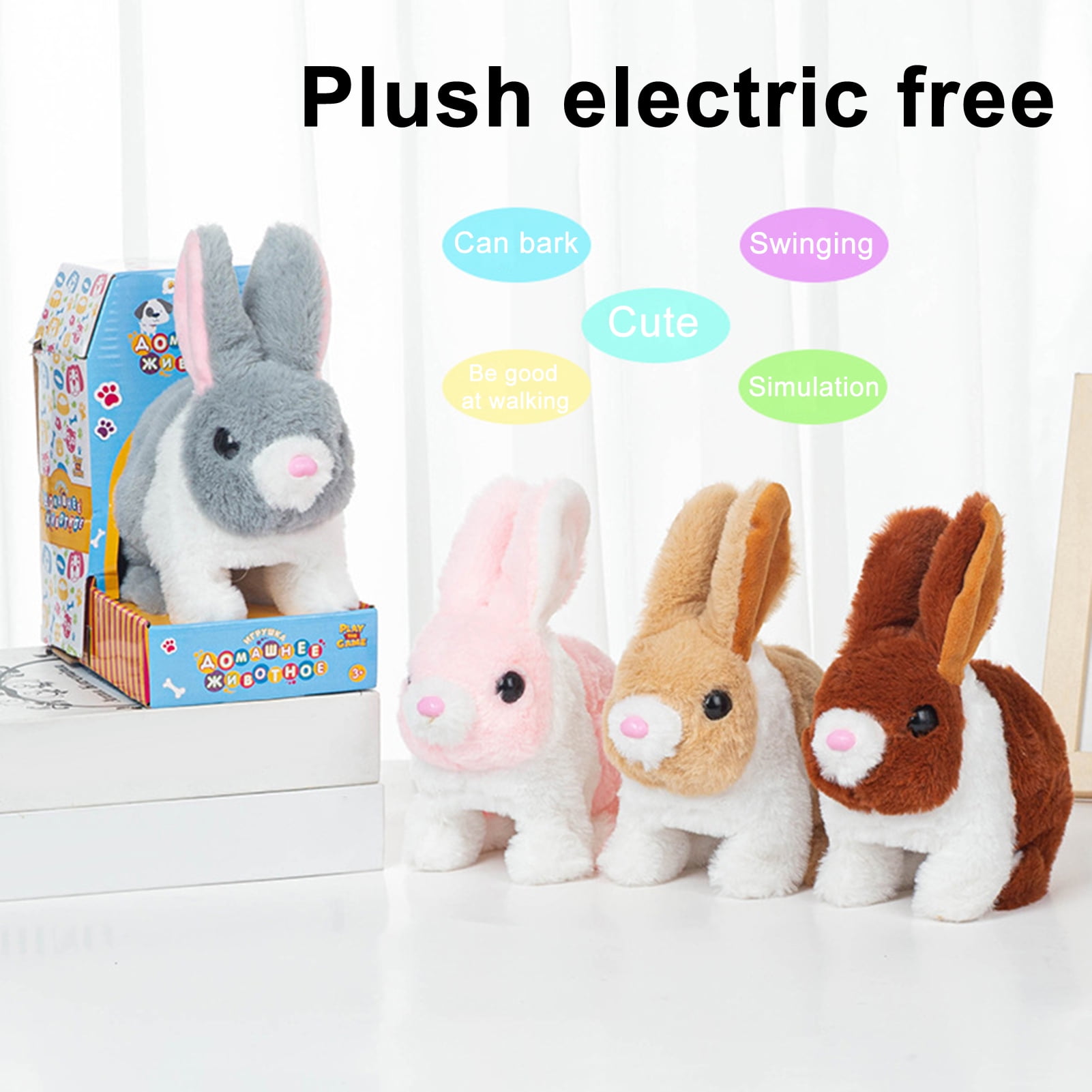 Electric Plush Toy Interactive Walking Bunny Toy Realistic Rabbit Plush ...