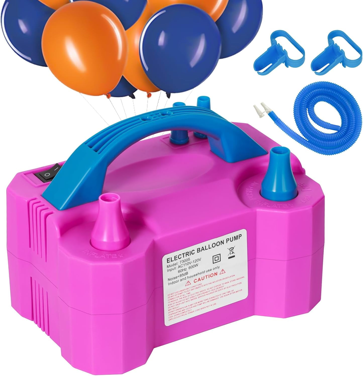 ® Electric Portable Dual Nozzle Balloon Pump – Dual Nozzle Design, Push ...
