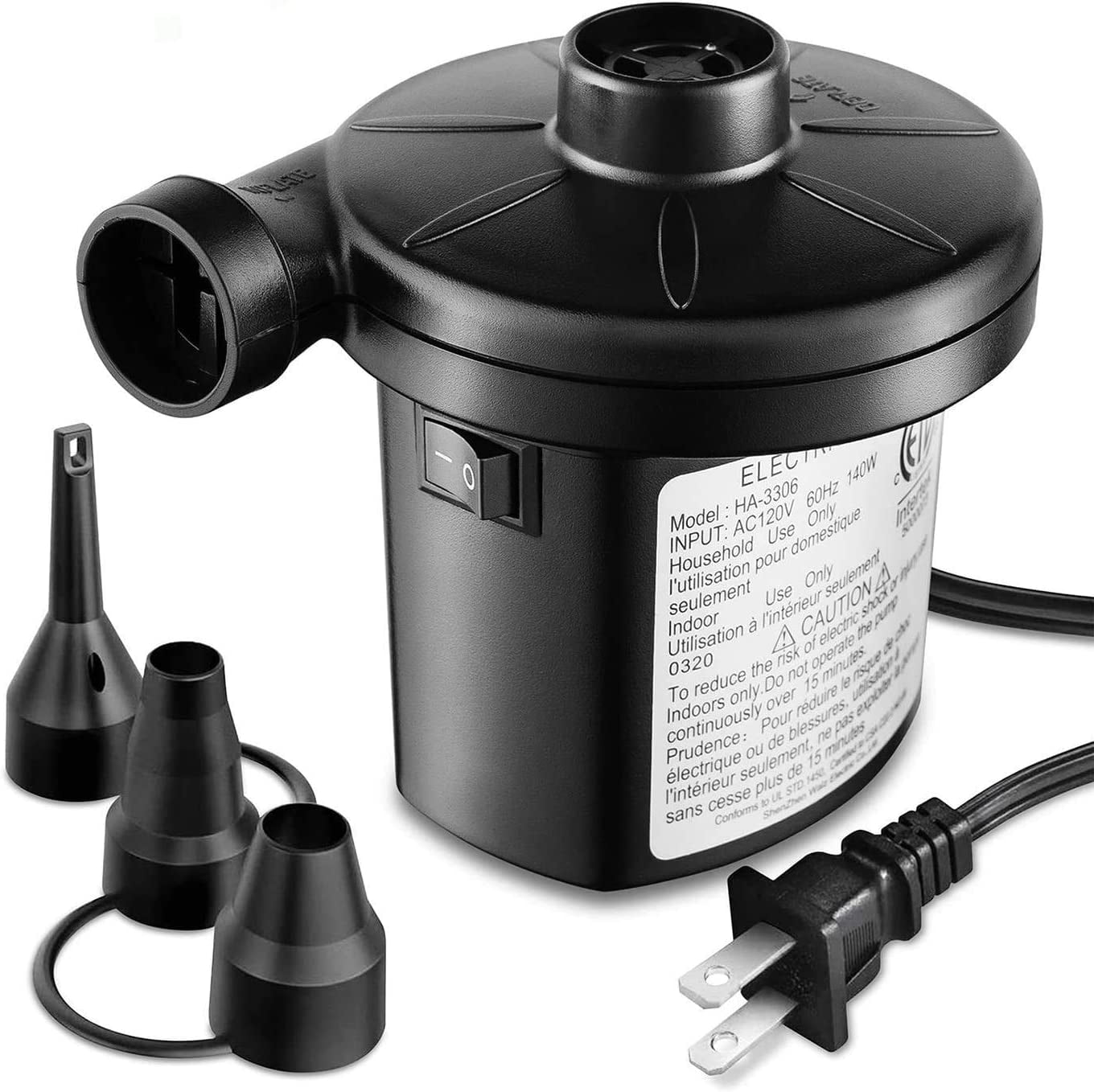 Electric , Portable Quick-Fill with 3 Nozzles, 120V AC/12V DC, Perfect ...