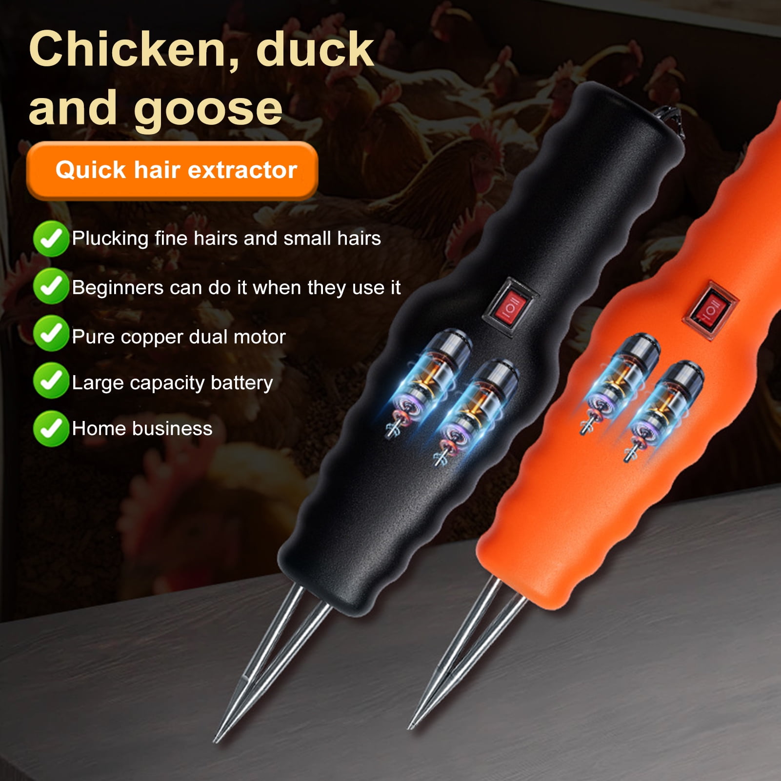Electric Poultry Plucker Handheld Chicken Feather Plucker Compact ...