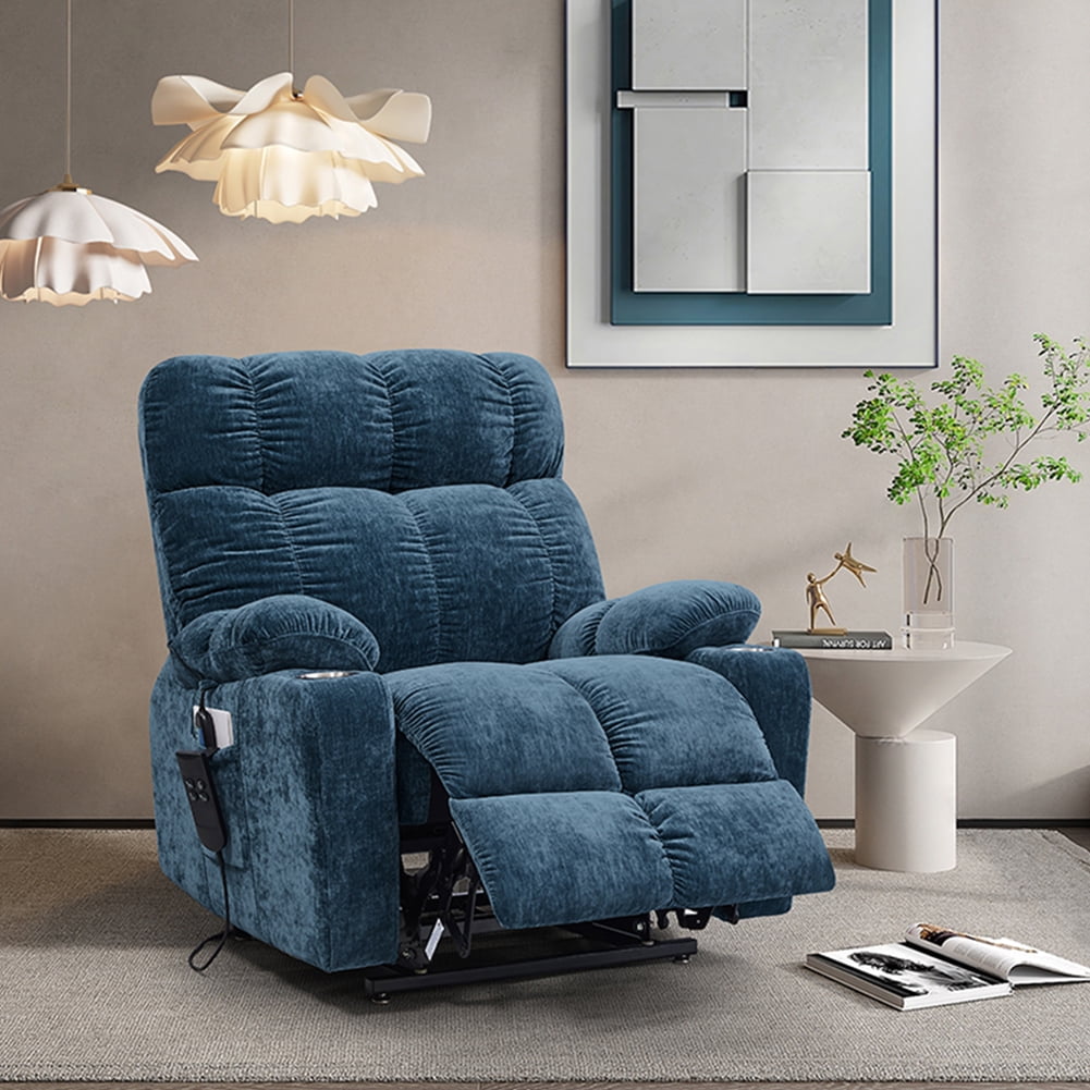 Motorized Power Chair, 180° Lift, Massage Heating, Wide Seat, 2 Cup ...