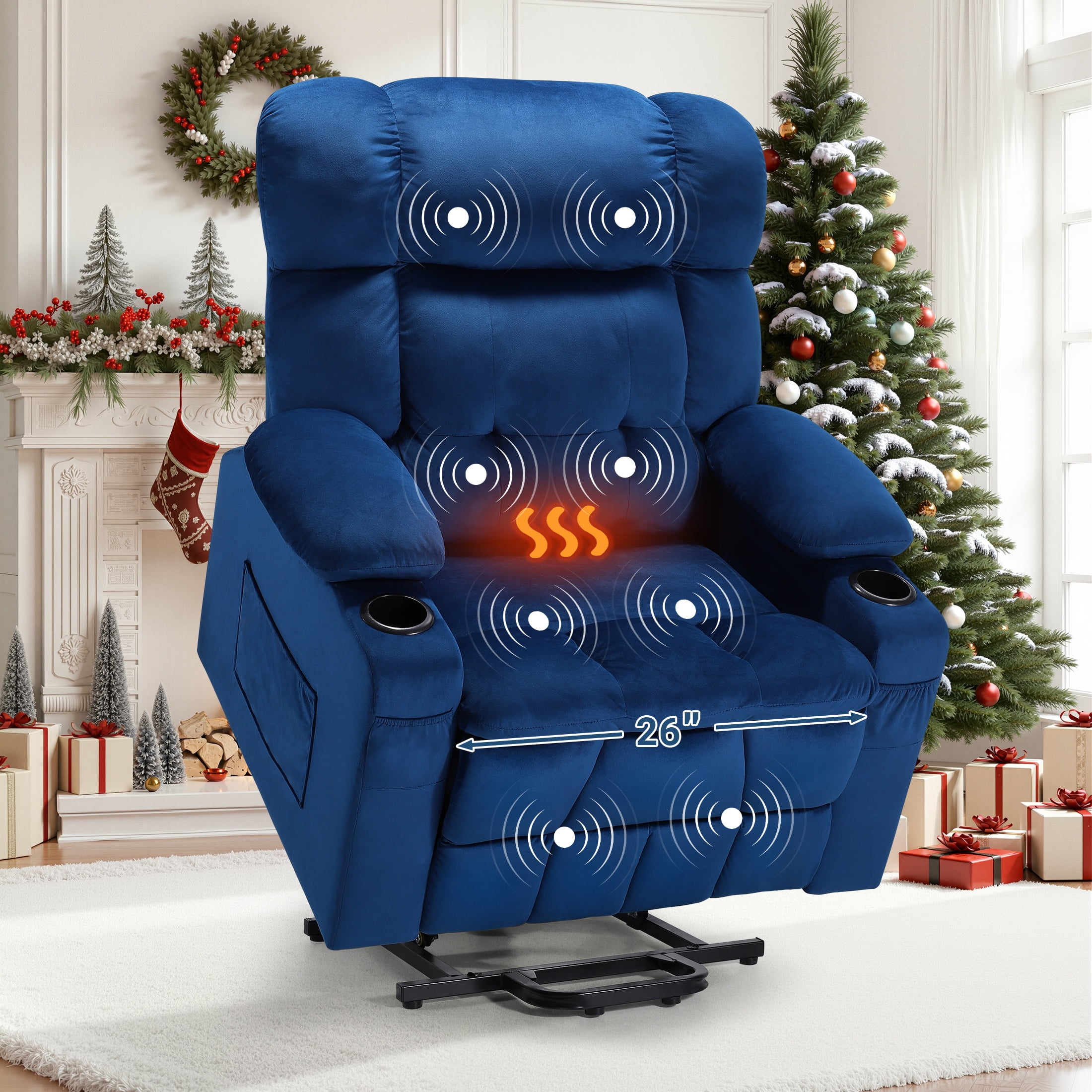 Oversized Power Lift Recliner Chair with Massage and Heat for Elderly ...