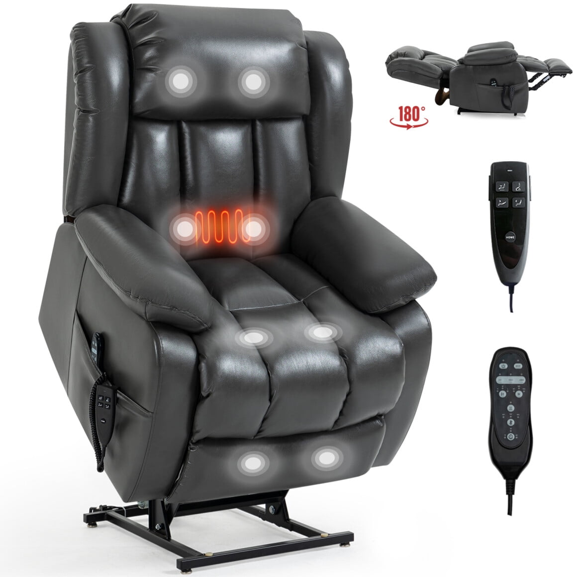 Electric Power Lift Recliner Chair, W/8-Point Vibration Massage and ...