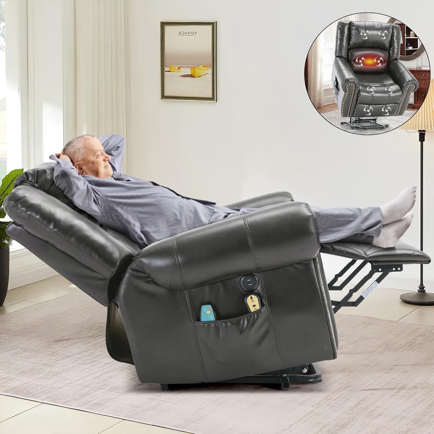 Electric Power Lift Recliner Chairs with Massage and Heat for Elderly ...
