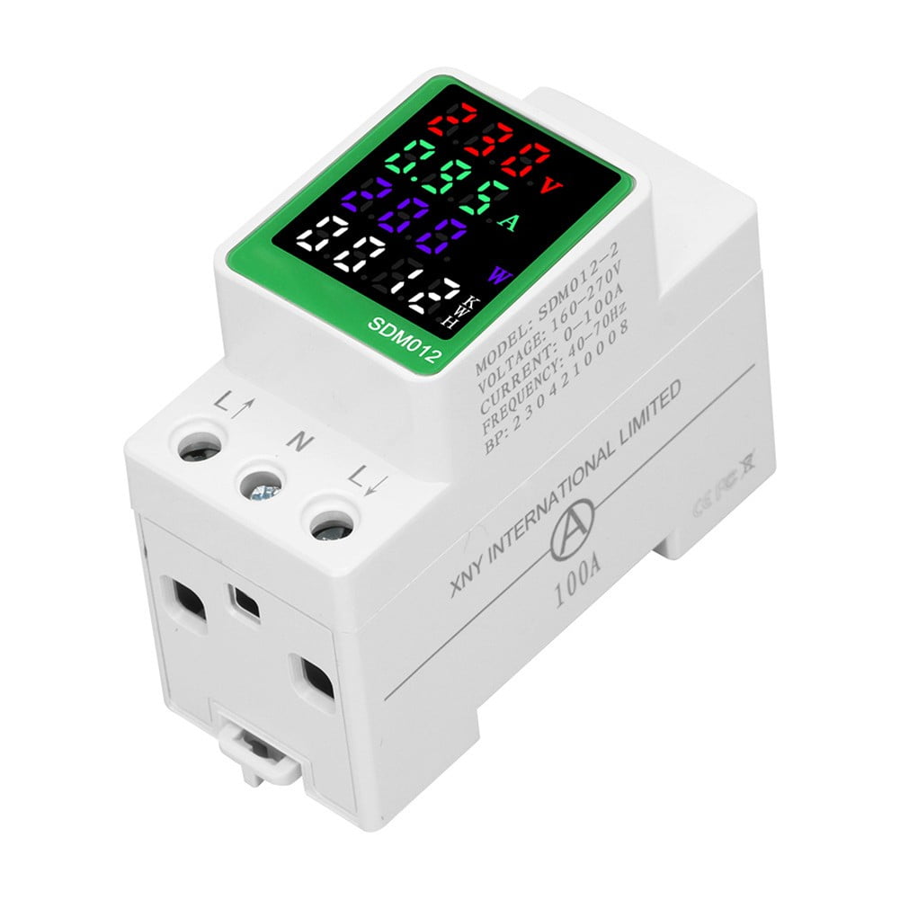 Electric Power Meter Monitor Watt Power Kwh Din Rail Ac 110/220V 100A ...