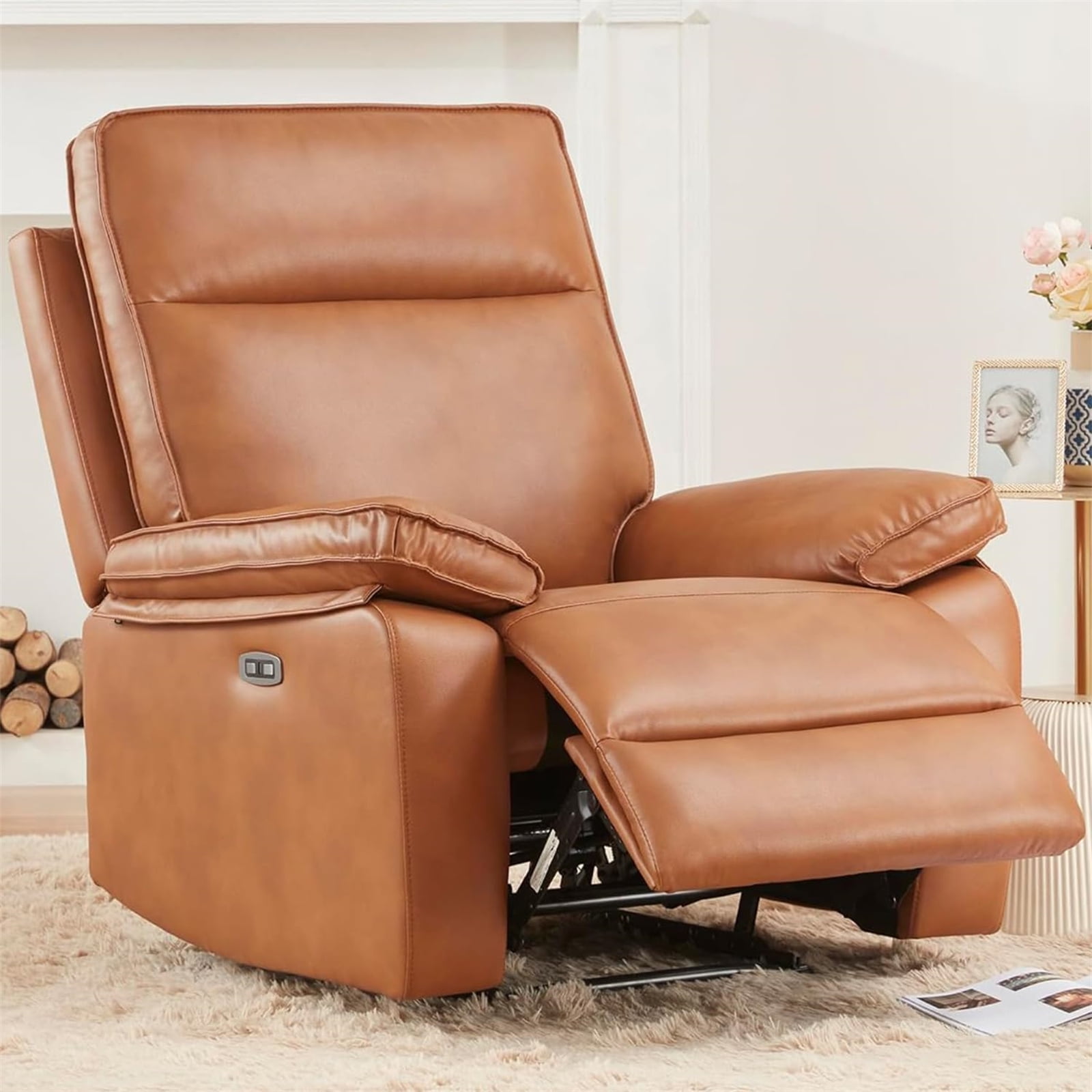 Electric Power Recliner Chair with USB Port, Oversized Leather Recliner ...