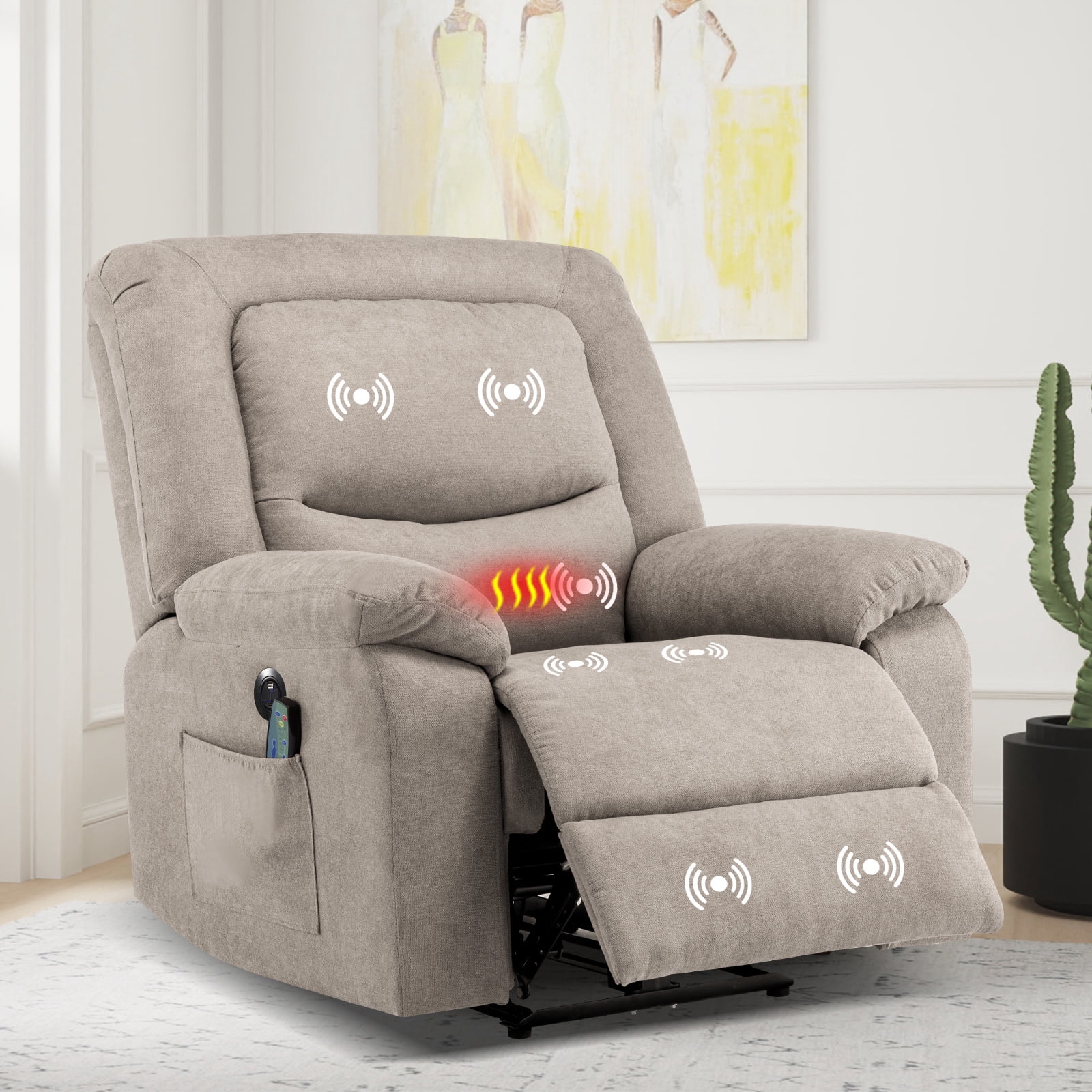Electric Power Recliner Chair with Massage and Heat, Power Recliner for ...