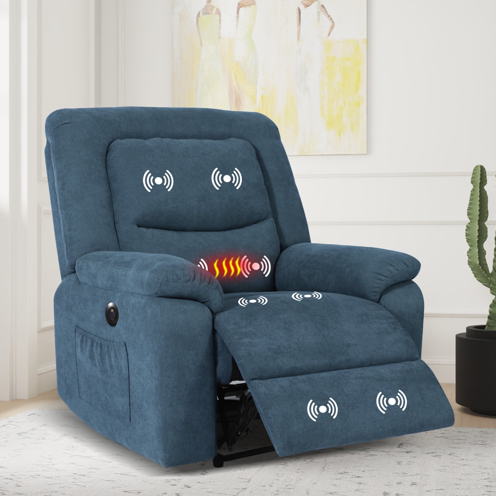 Electric Power Recliner Chair with Massage and Heat, Power Recliner for ...