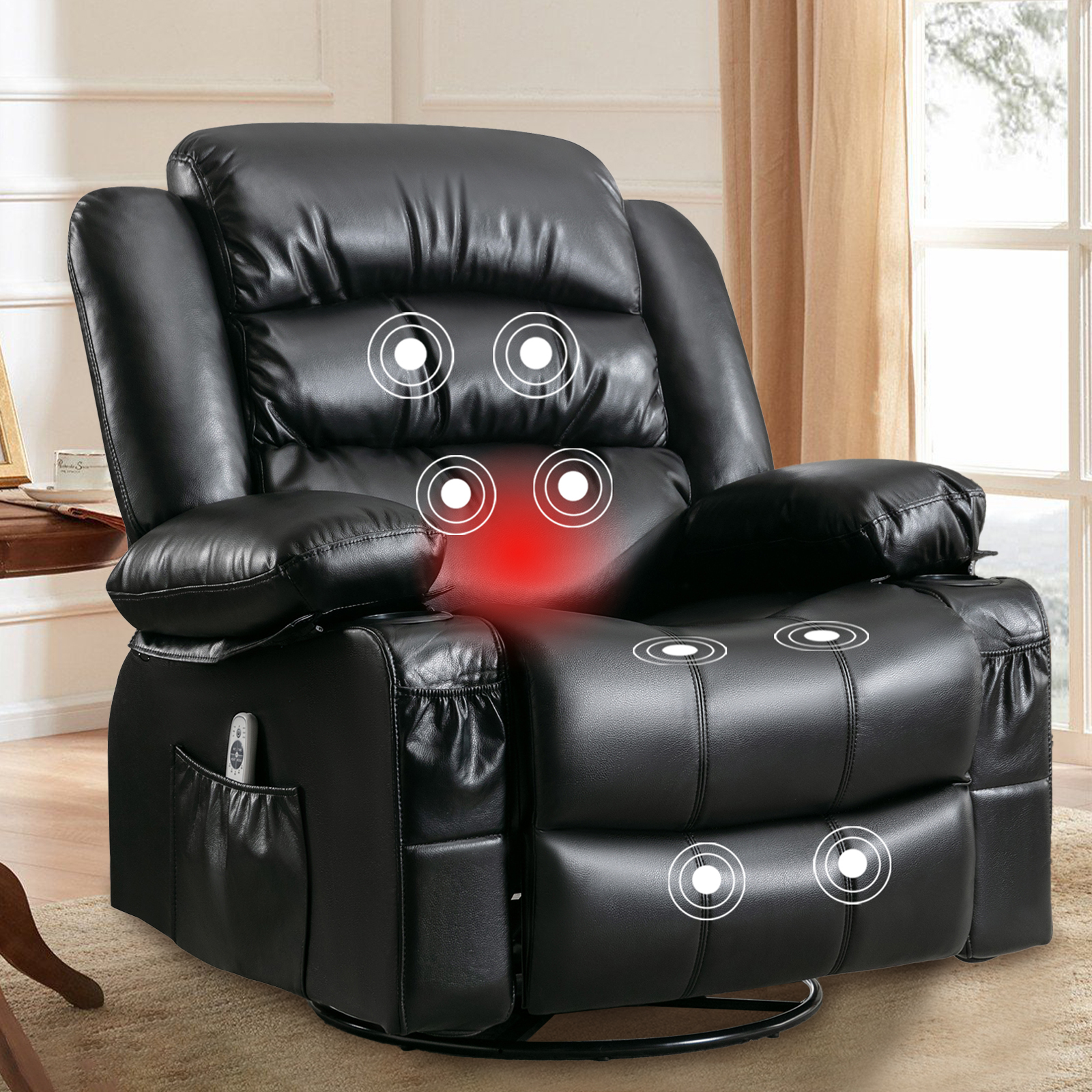 SEGMART Leather Massage Recliner with Vibration, Heat, Large Side ...