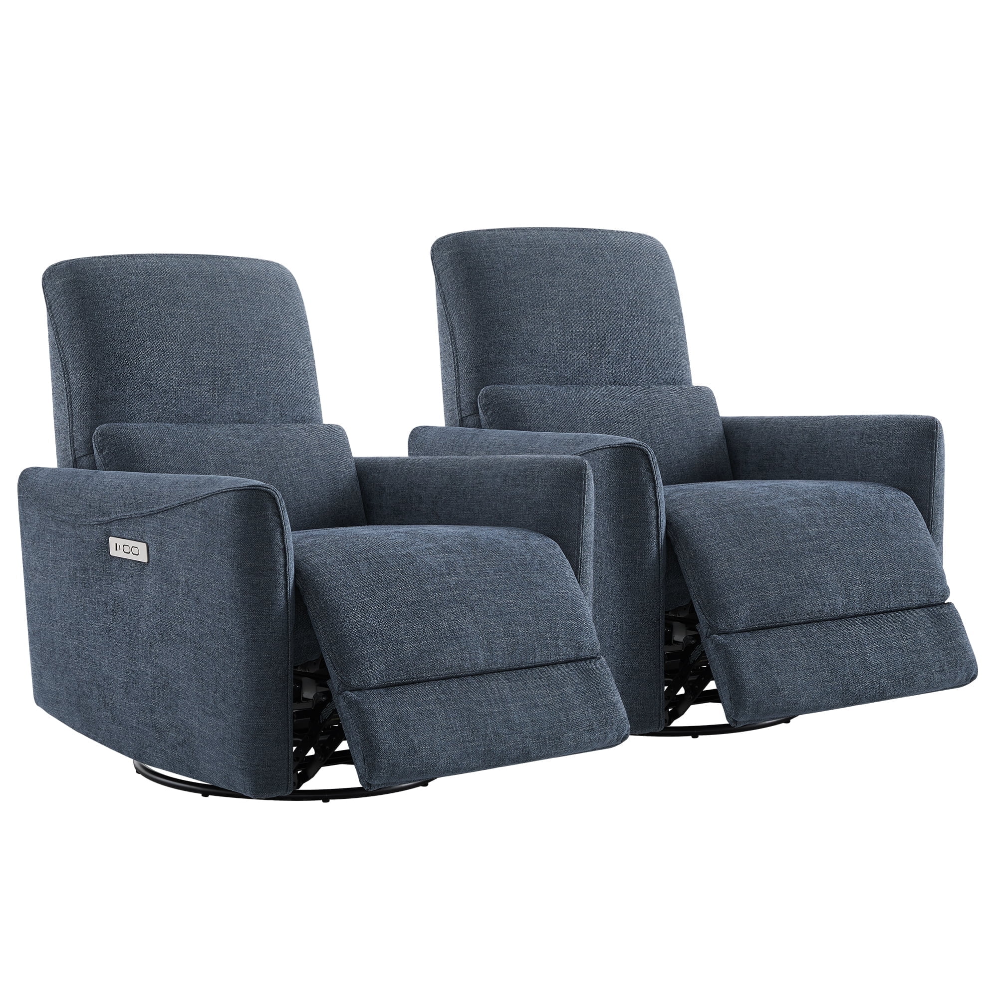 Electric Power Recliner Swivel Glider Set of 2, Upholstered Faux ...