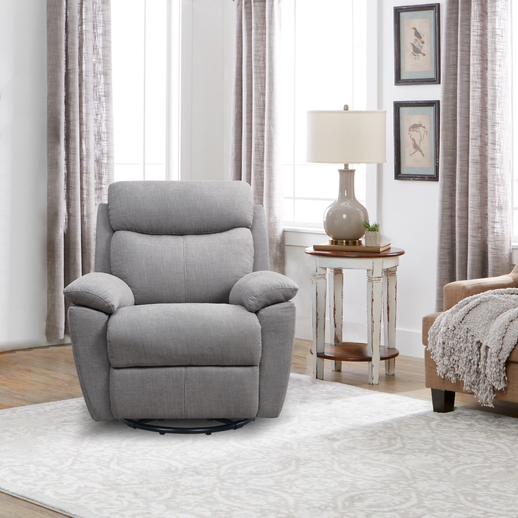 Electric Power Recliner with USB Port, Upholstered Plush Seating Glider ...