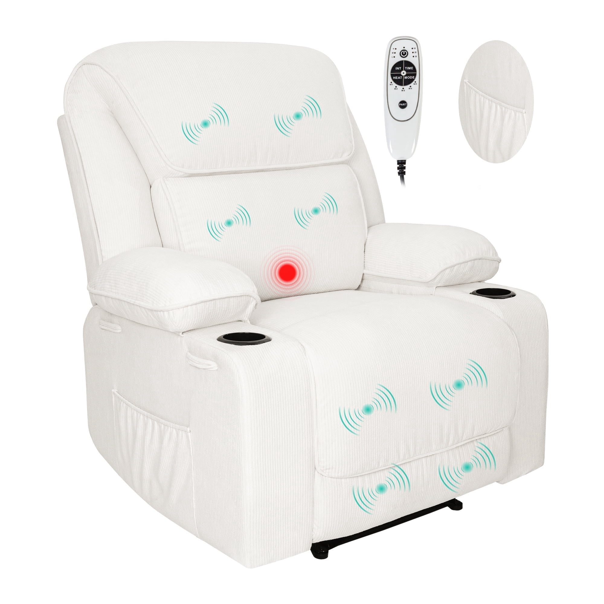 Electric Power Recliners with Massage and Heat Adjustable Armchair with ...