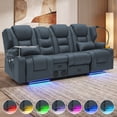 Electric Power Reclining 3-seat Sofa, 4-Point Vibration Massage ...