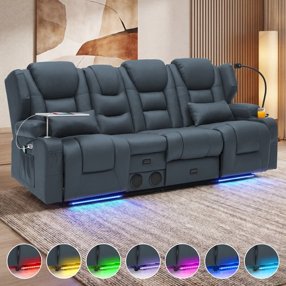 Electric Power Reclining 3-seat Sofa, 4-Point Vibration Massage ...