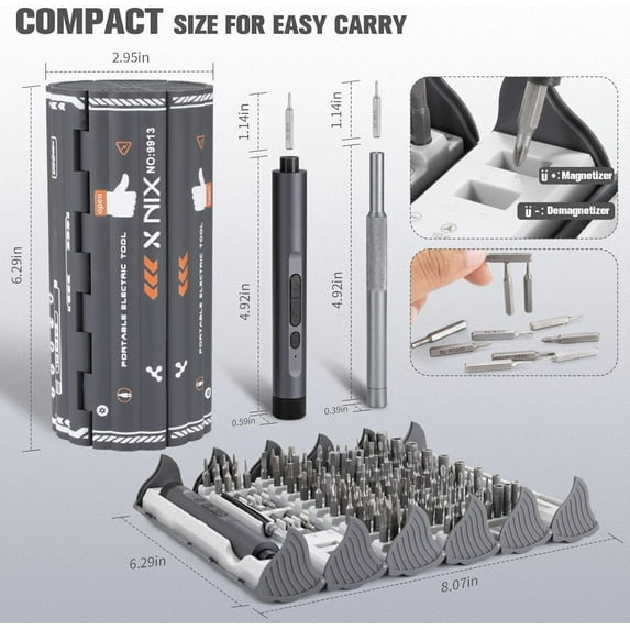 Electric Precision Screwdriver Set, 127-in-1 Magnetic Bits ...