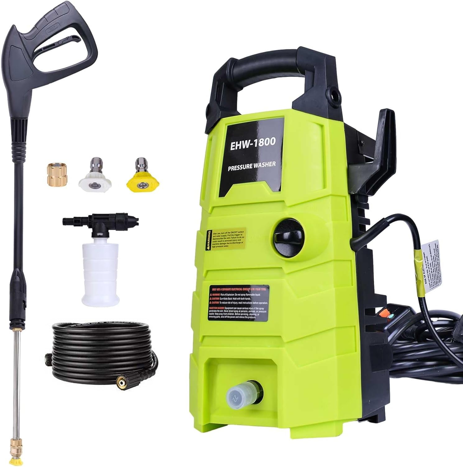 Electric Pressure Washer, 1800PSI 1.6GPM Portable Power Washer with ...