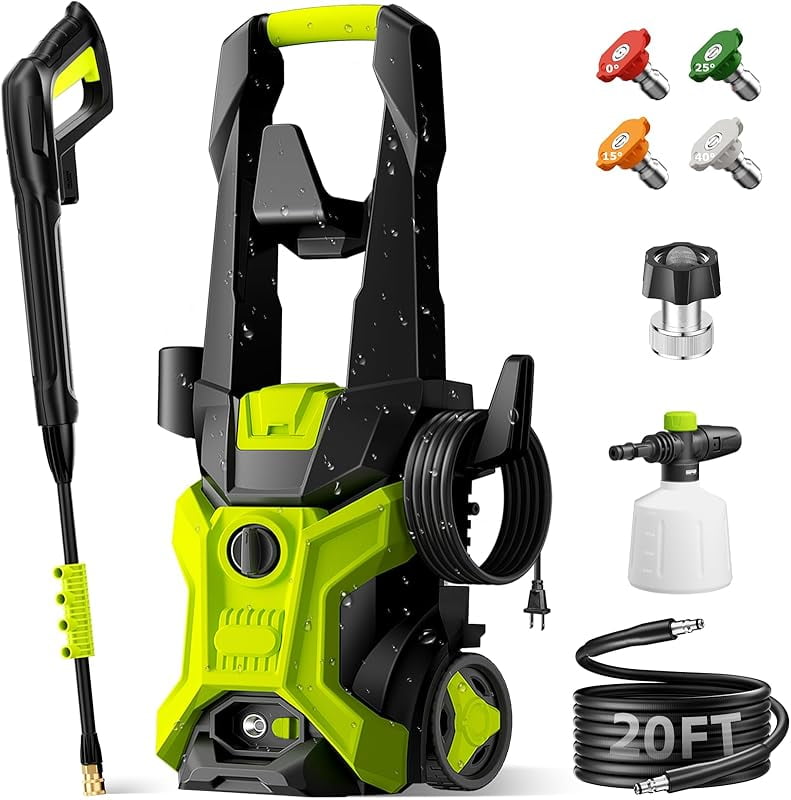 Electric Pressure Washer - 2.5 GPM Portable Lightweight Power Washer, 4 ...