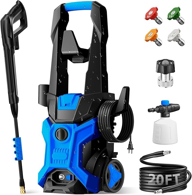 Electric Pressure Washer - 2.5 GPM Portable Lightweight Power Washer, 4 ...