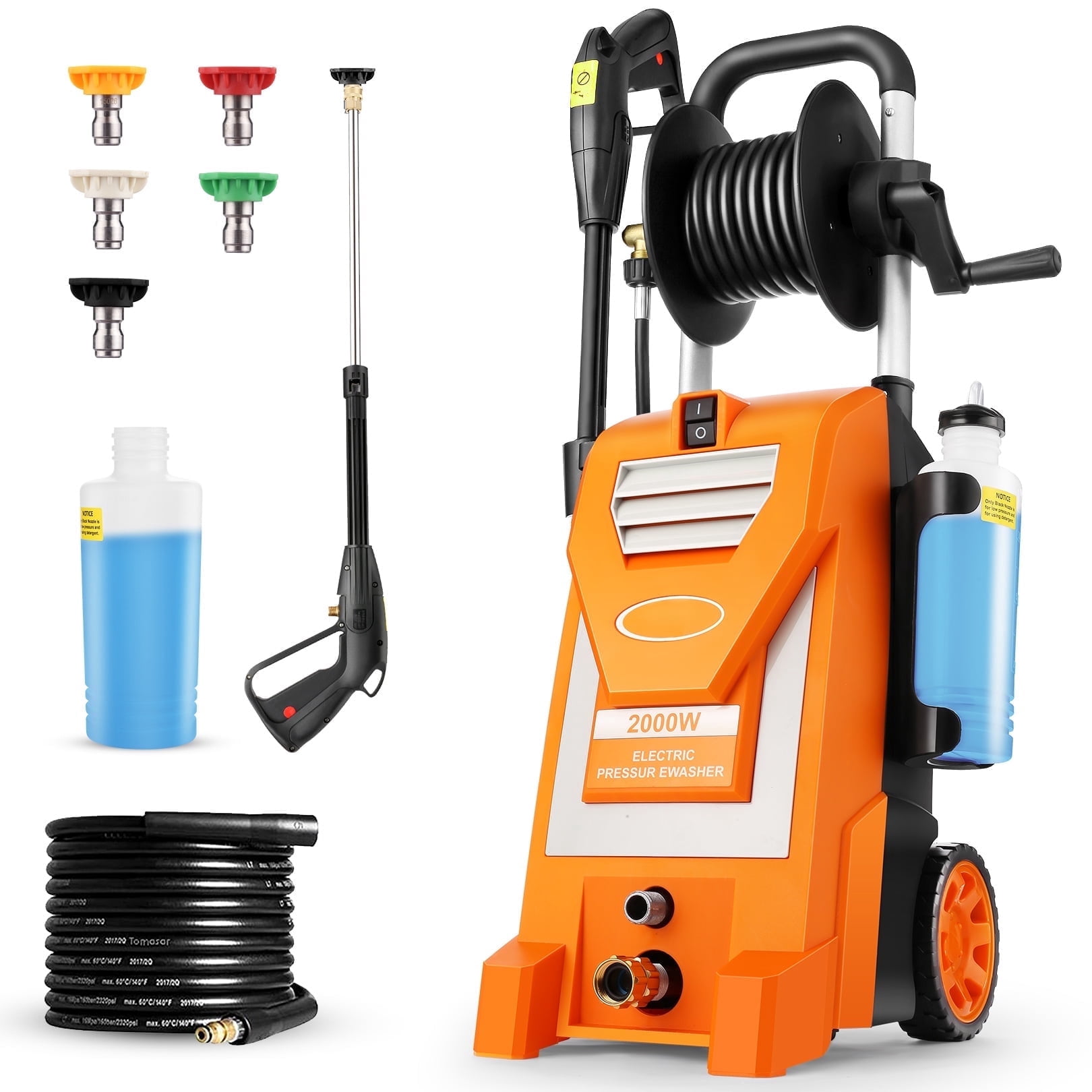 Electric Pressure Washer, 5000PSI 2.6GPM High Power Washer with 33 FT ...