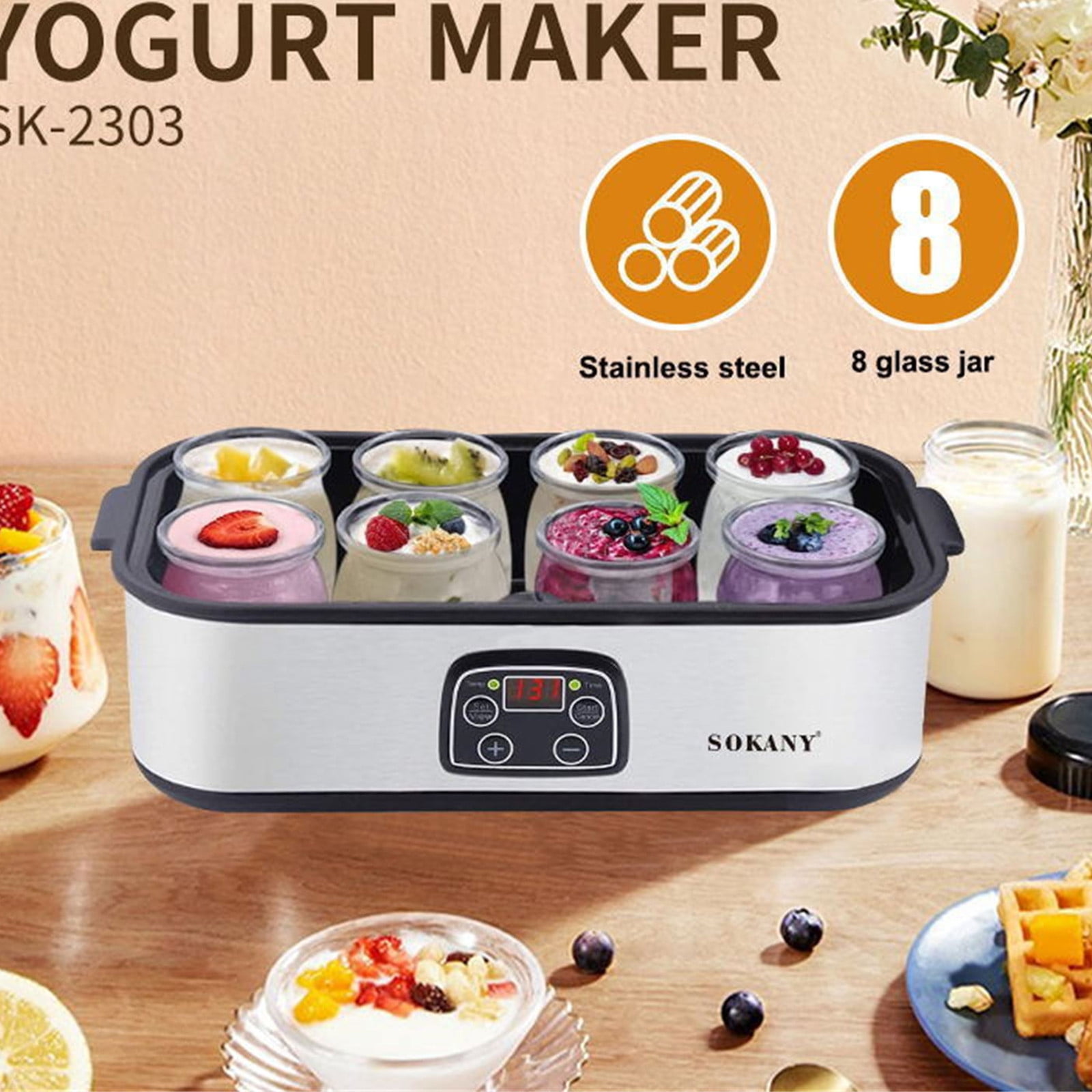 Electric Probiotic Yogurt Maker Machine with Adjustable Temperature and ...