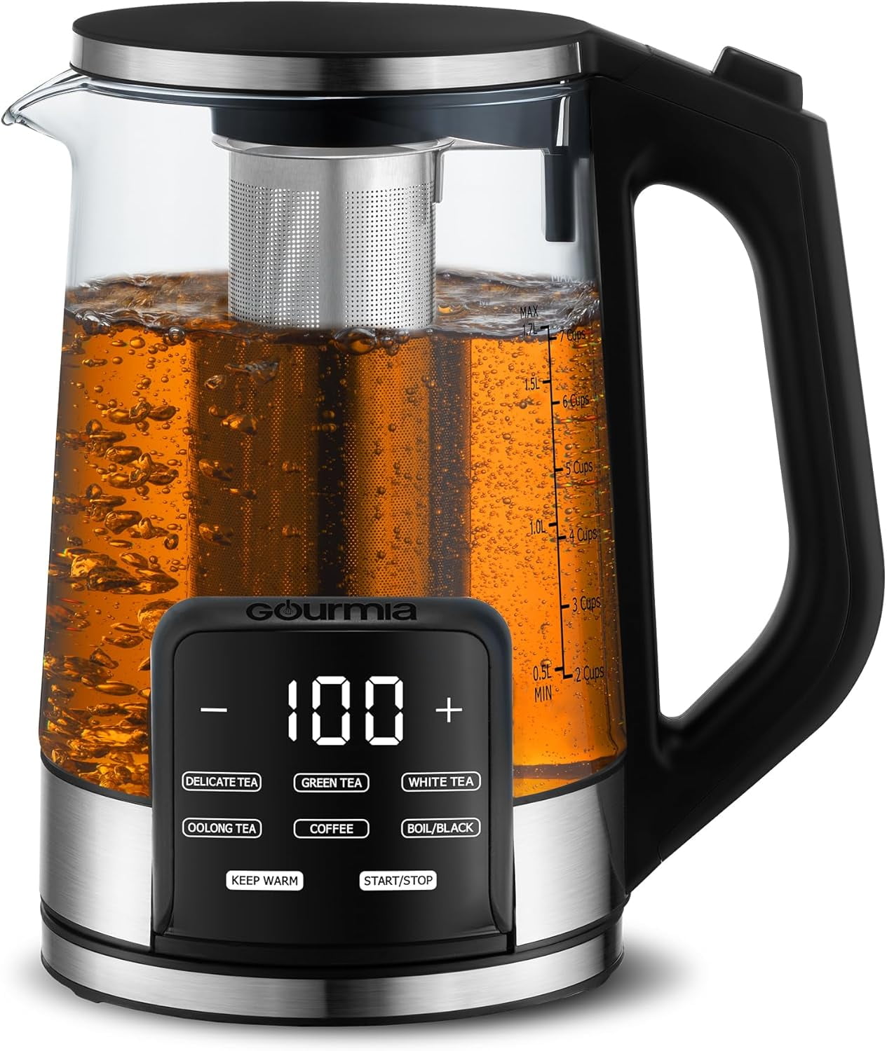 Electric Programmable Glass Kettle – 1.7L Temperature Control Tea ...
