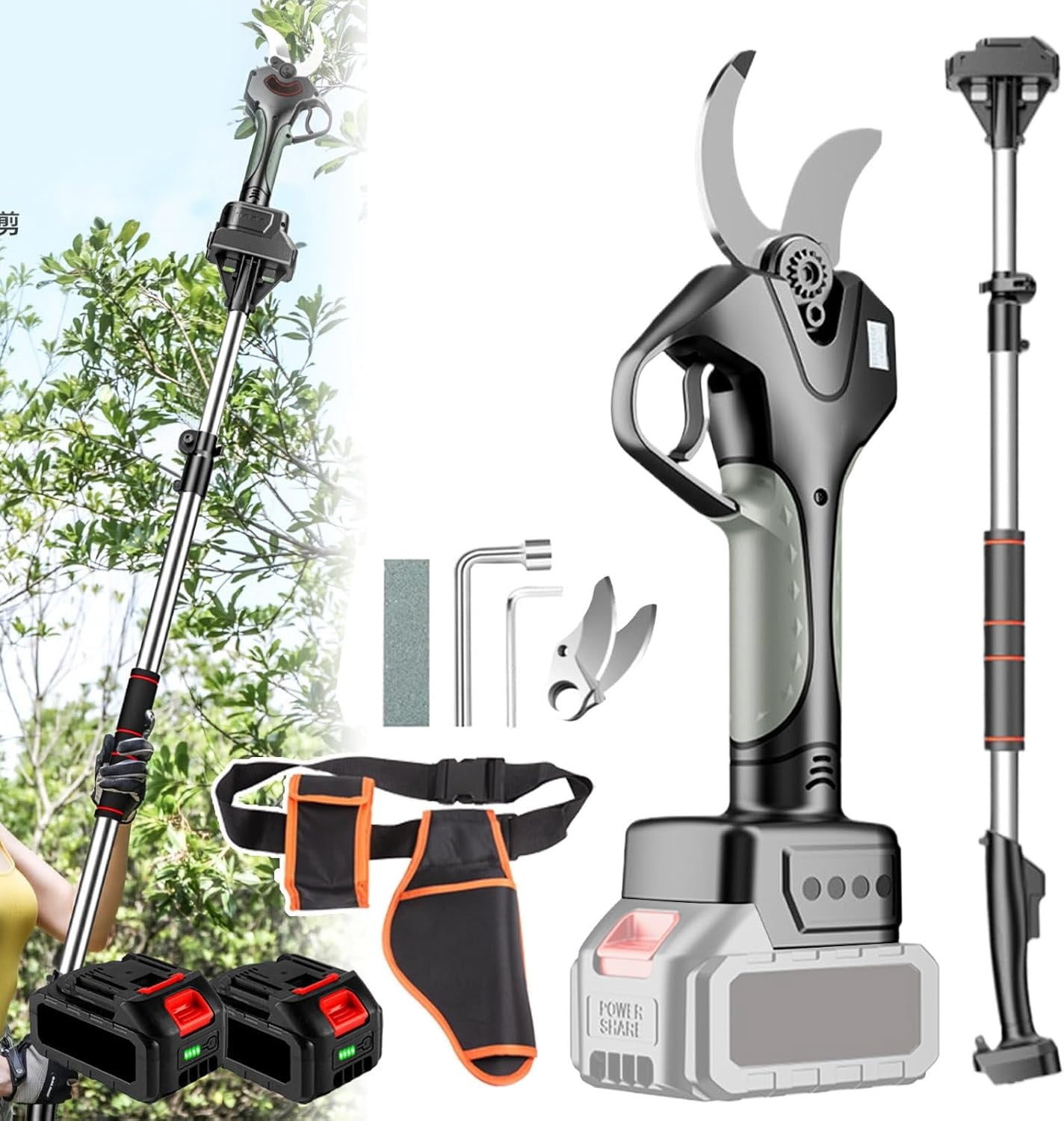 Electric Pruning Shears, 60mm Garden Secateur,Cordless Pruner Branch ...