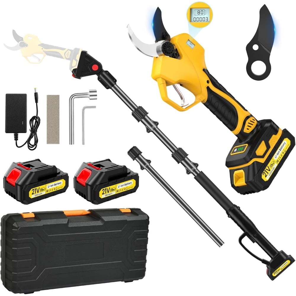 Electric Pruning Shears Cordless with 8FT Pole, Max Cutting Diameter 2 ...