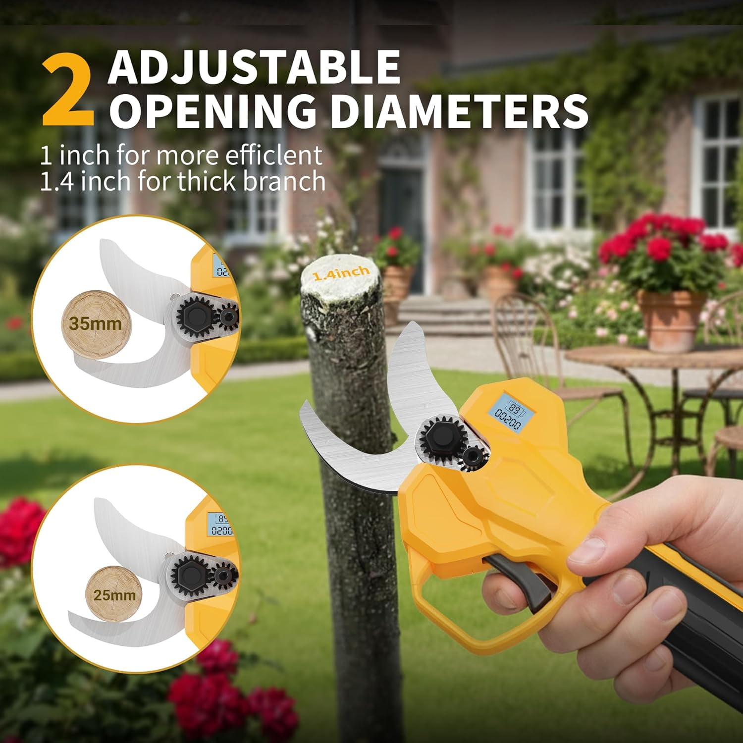 Electric Pruning Shears, Cordless Power Pruner with 1.4 Inch Cutting ...