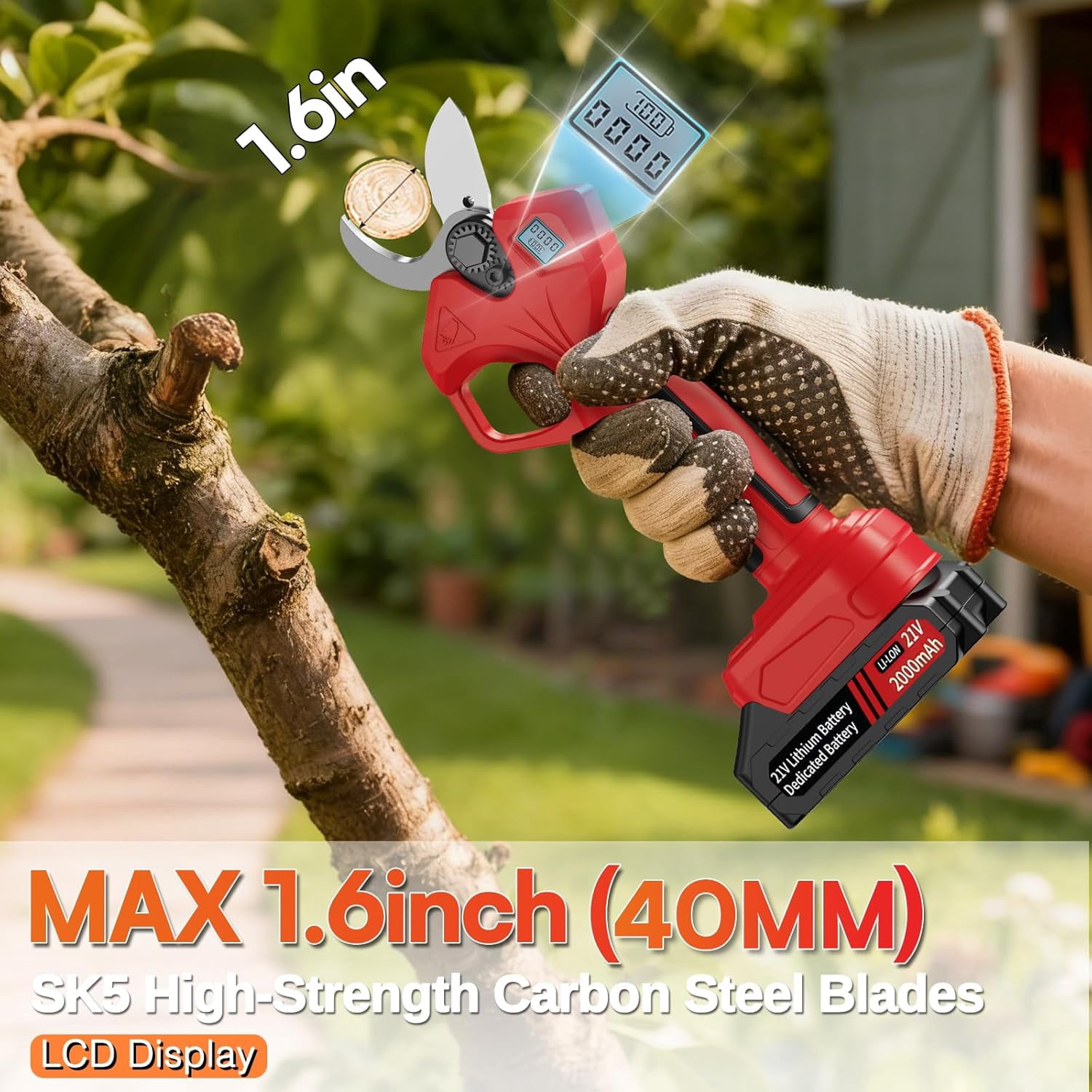 Electric Pruning Shears, Professional Cordless Pruning Shears with LCD ...