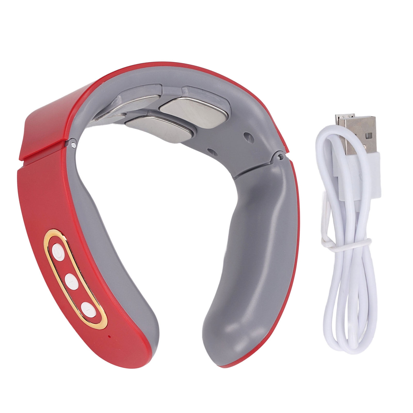 Electric Pulse Neck Massager with Heat 6 Modes 9 Levels 4 Pads Cordless ...